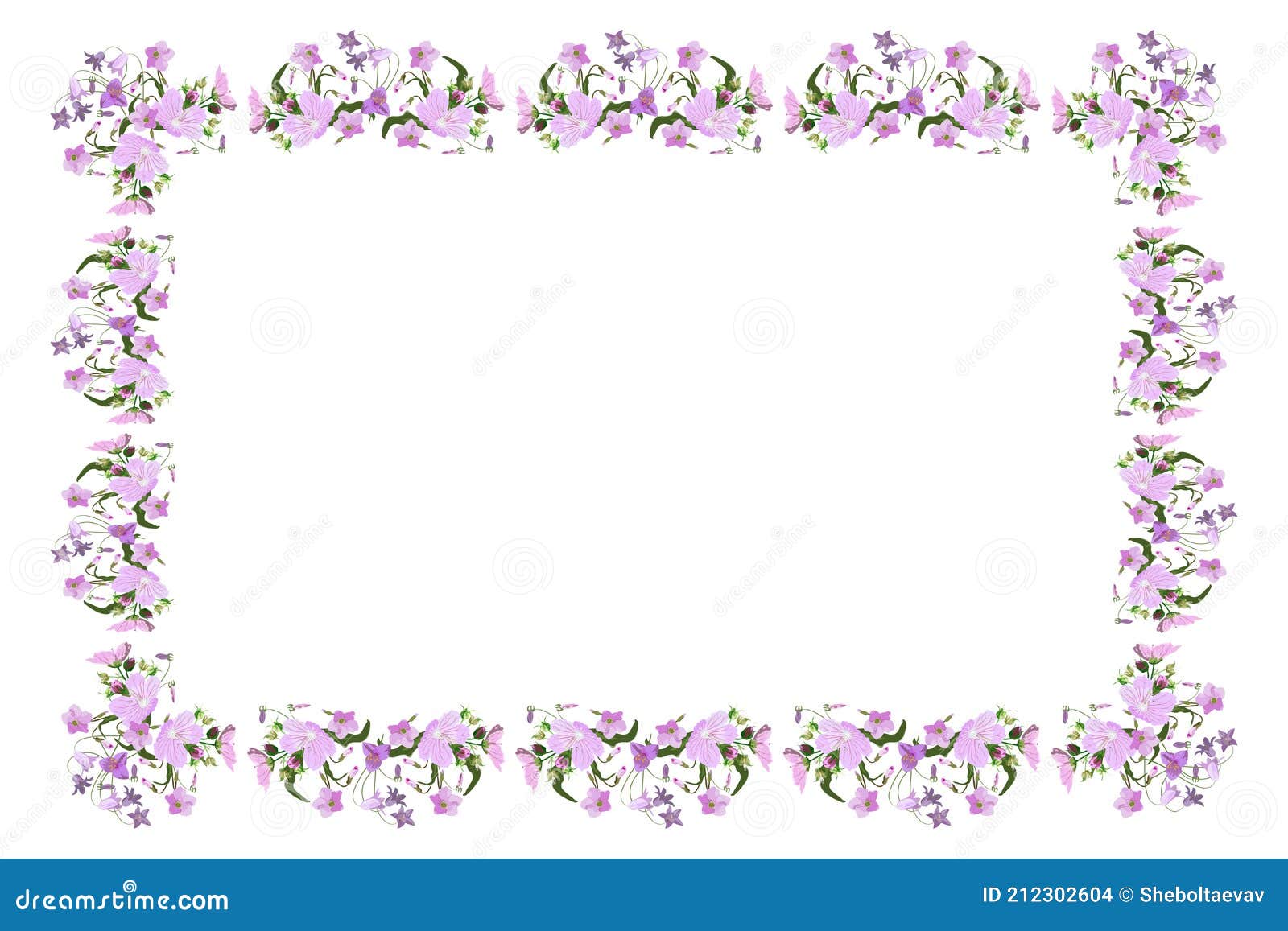 Vector Floral Rectangular Contour Border Frame for Design of Greeting ...