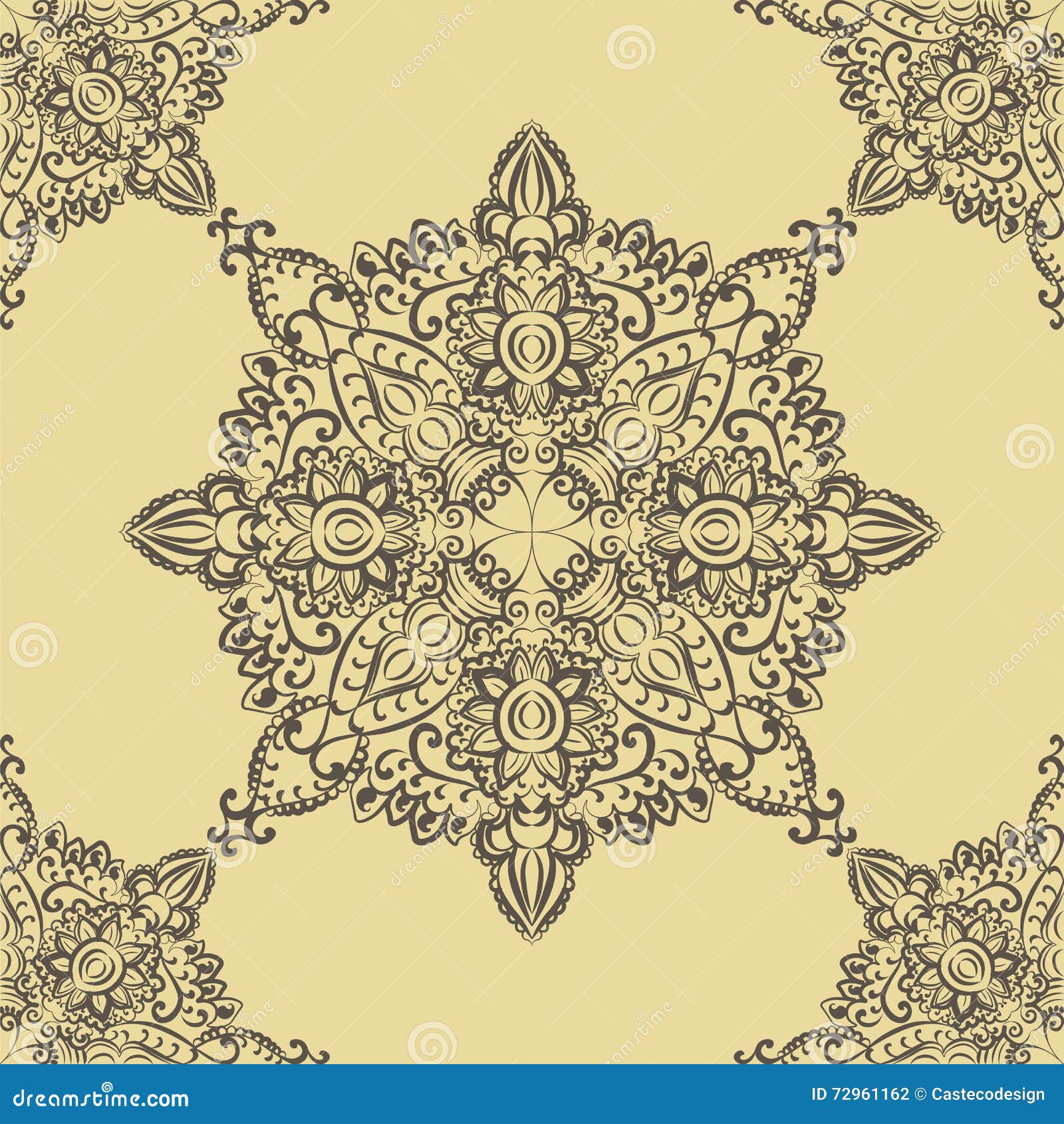 Vector Floral Round Pattern Element in Eastern Style Stock Vector ...