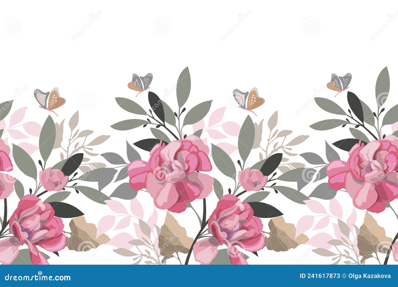 Panoramic Flowers Borders. Rose Bud, Flower Border And Roses Header ...