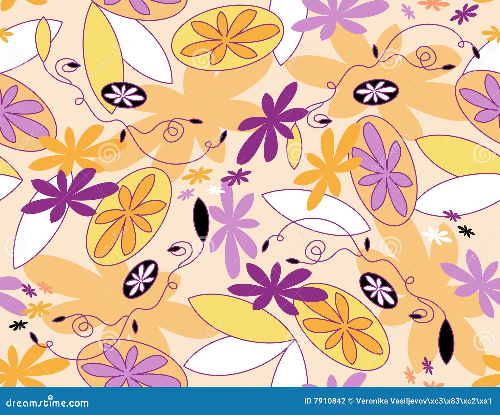 Vector Floral Seamless Pattern Stock Vector - Illustration of sample ...