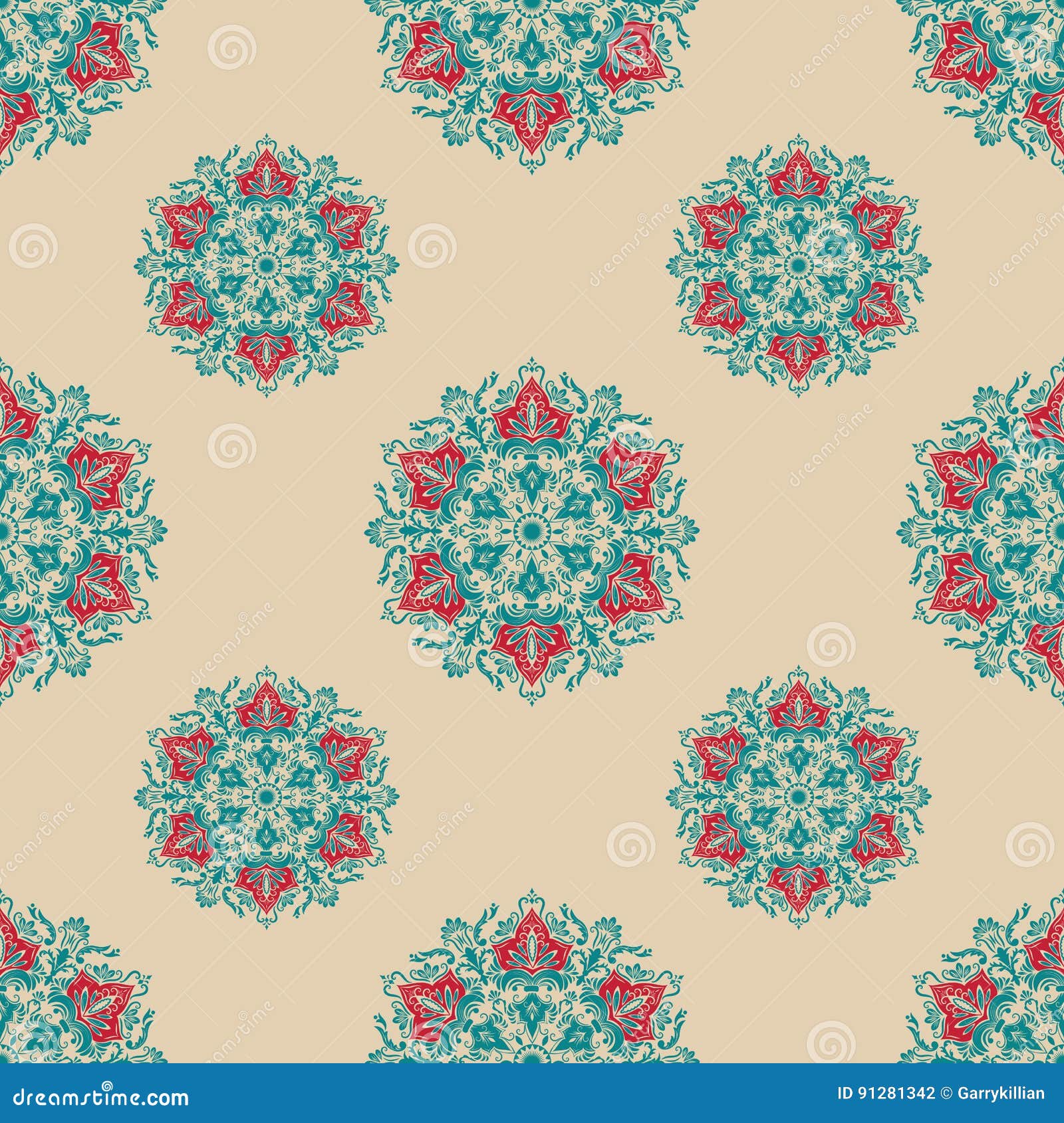 Vector Floral Seamless Pattern Background in Arabian Style. Arabesque ...