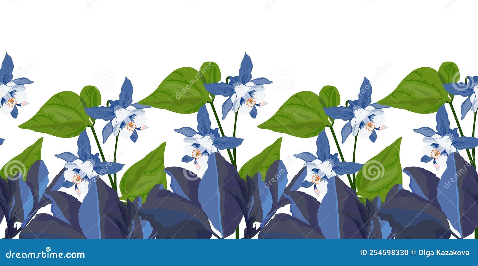 Vector Floral Seamless Pattern, Border. Horizontal Panoramic Design ...