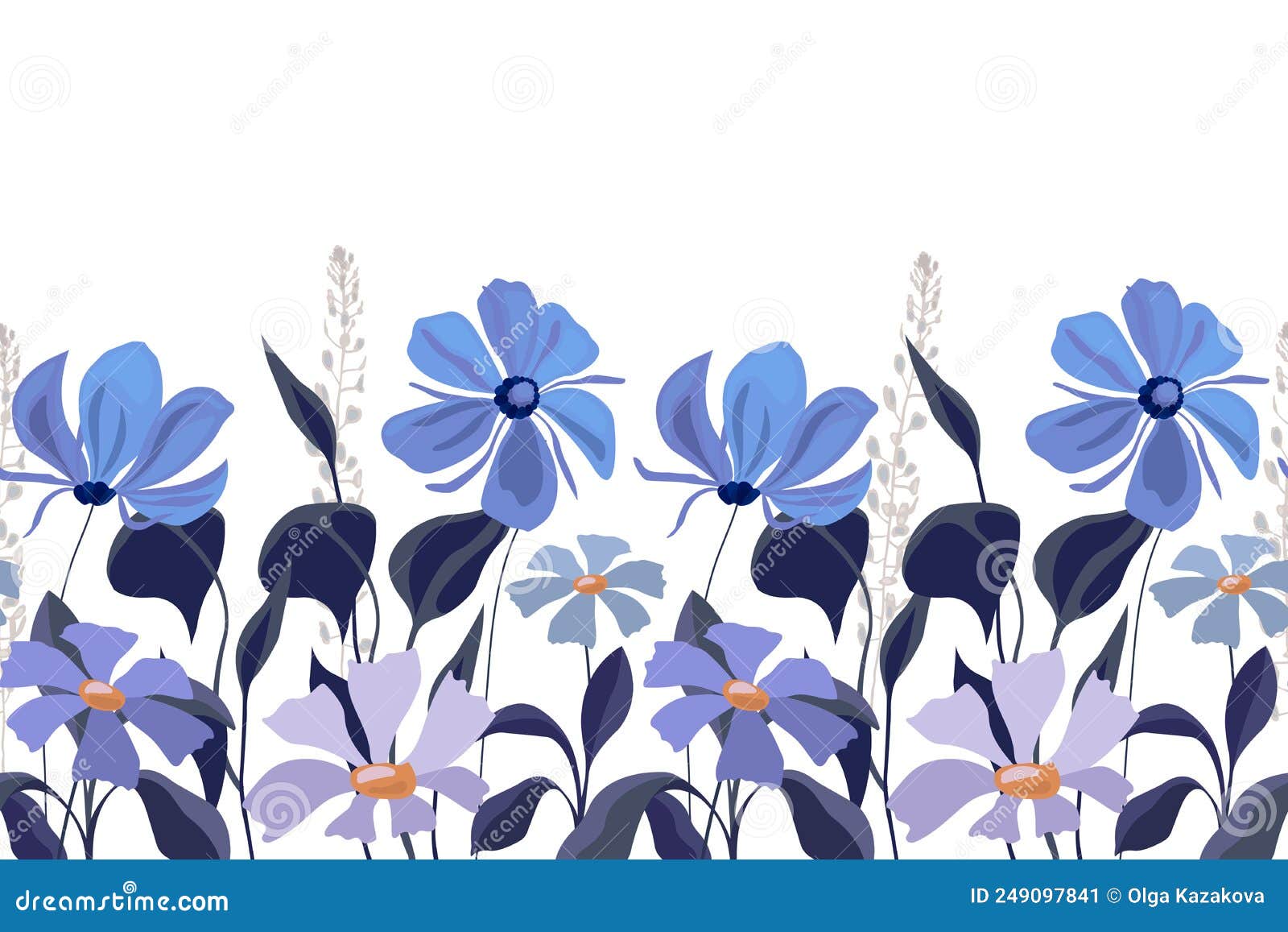 Vector Floral Seamless Pattern, Border. Horizontal Panoramic ...