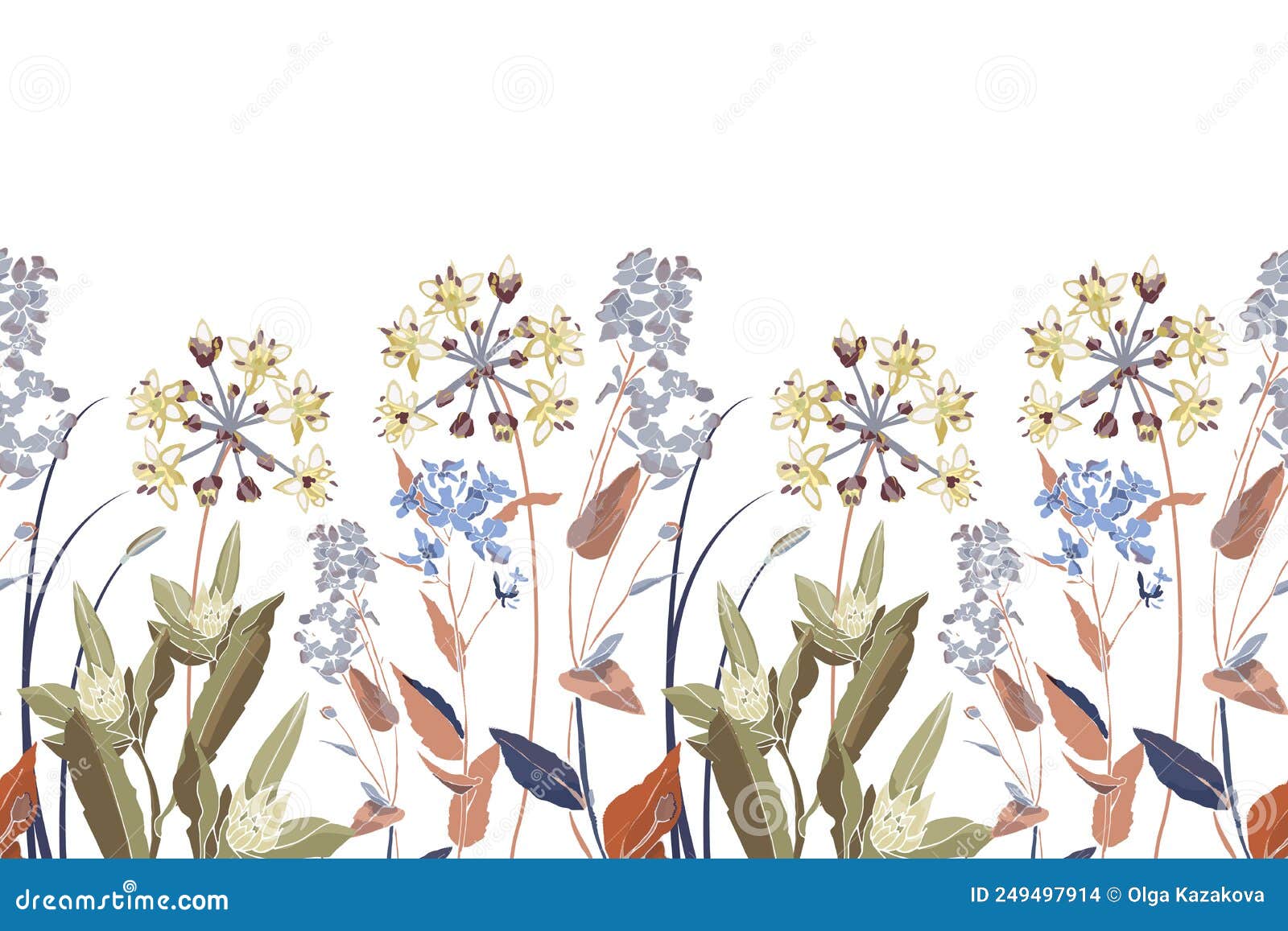 Vector Floral Seamless Pattern, Border. Horizontal Panoramic ...