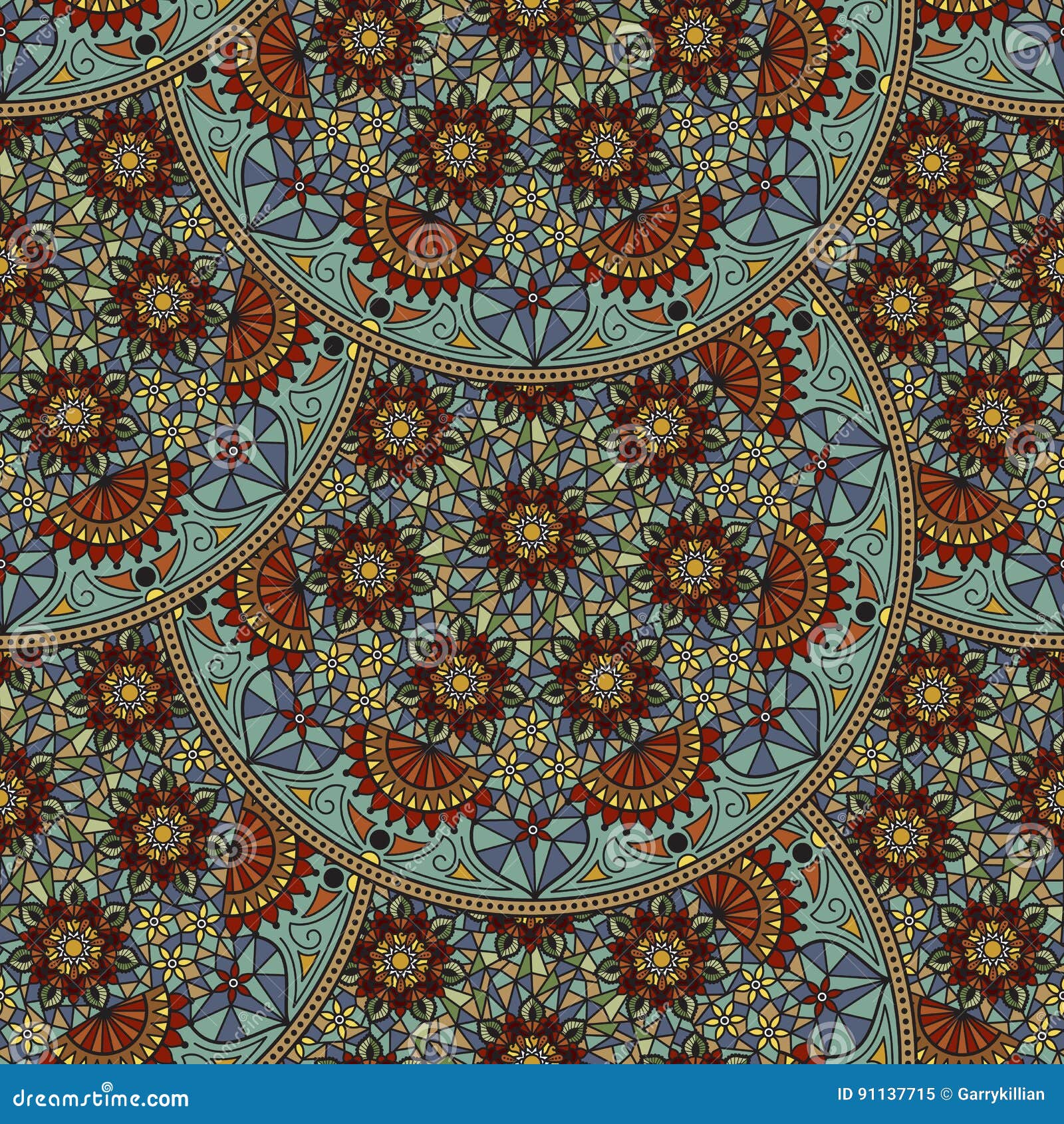 Vector Floral Seamless Pattern Element in Arabian Style. Arabesque ...