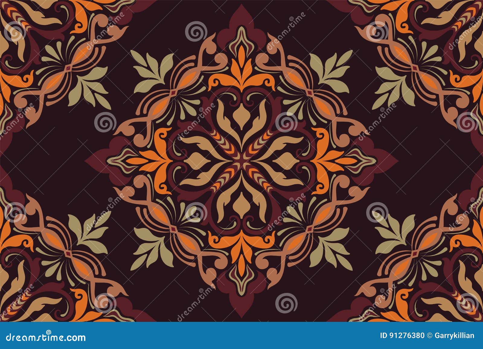 Vector Floral Seamless Pattern Element in Arabian Style. Arabesque ...