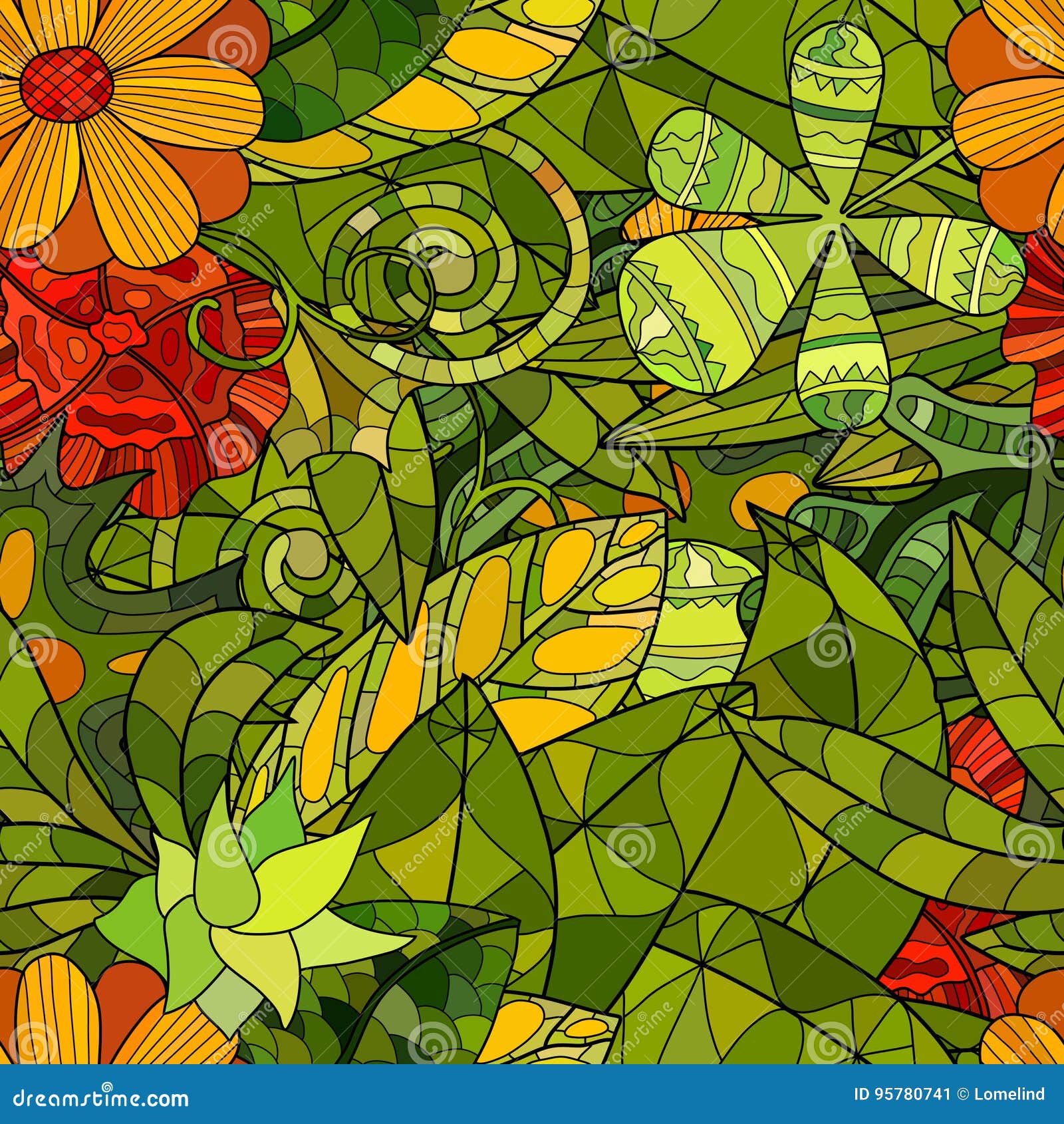 Vector Floral Seamless Pattern Stock Illustration Illustration Of Swirl Decoration 95780741