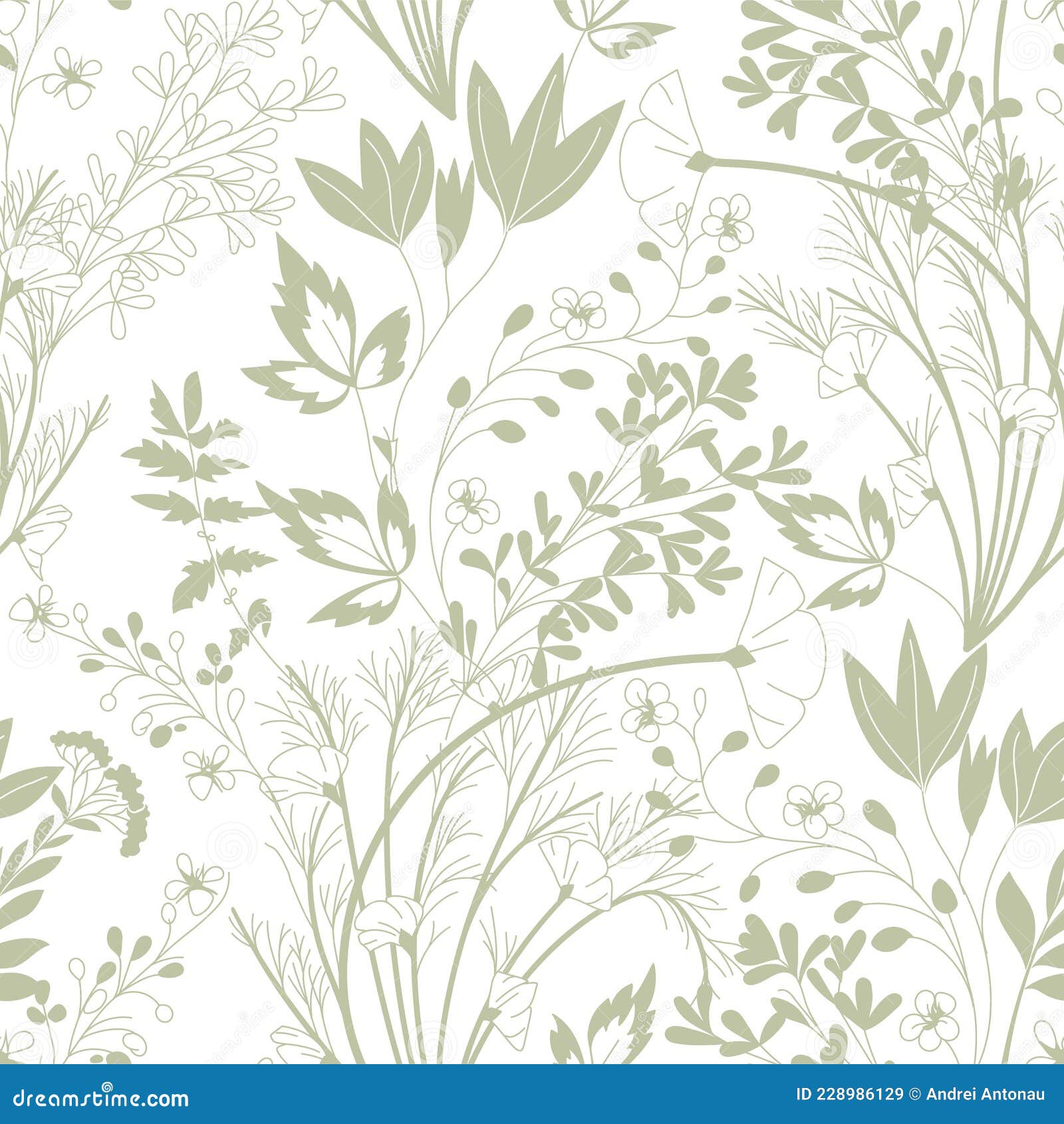 Vector Floral Seamless Pattern with Linear Stock Vector - Illustration ...
