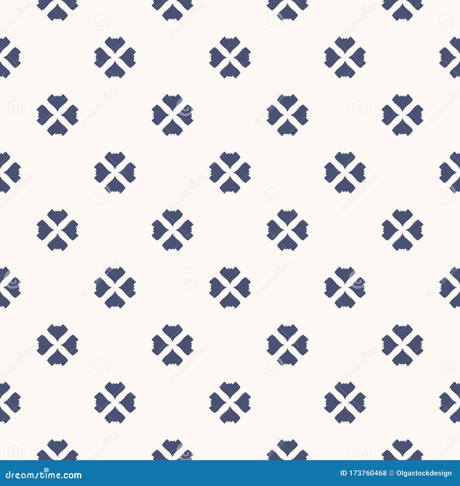 Vector Floral Seamless Pattern. Navy Blue and White Abstract Geometric ...