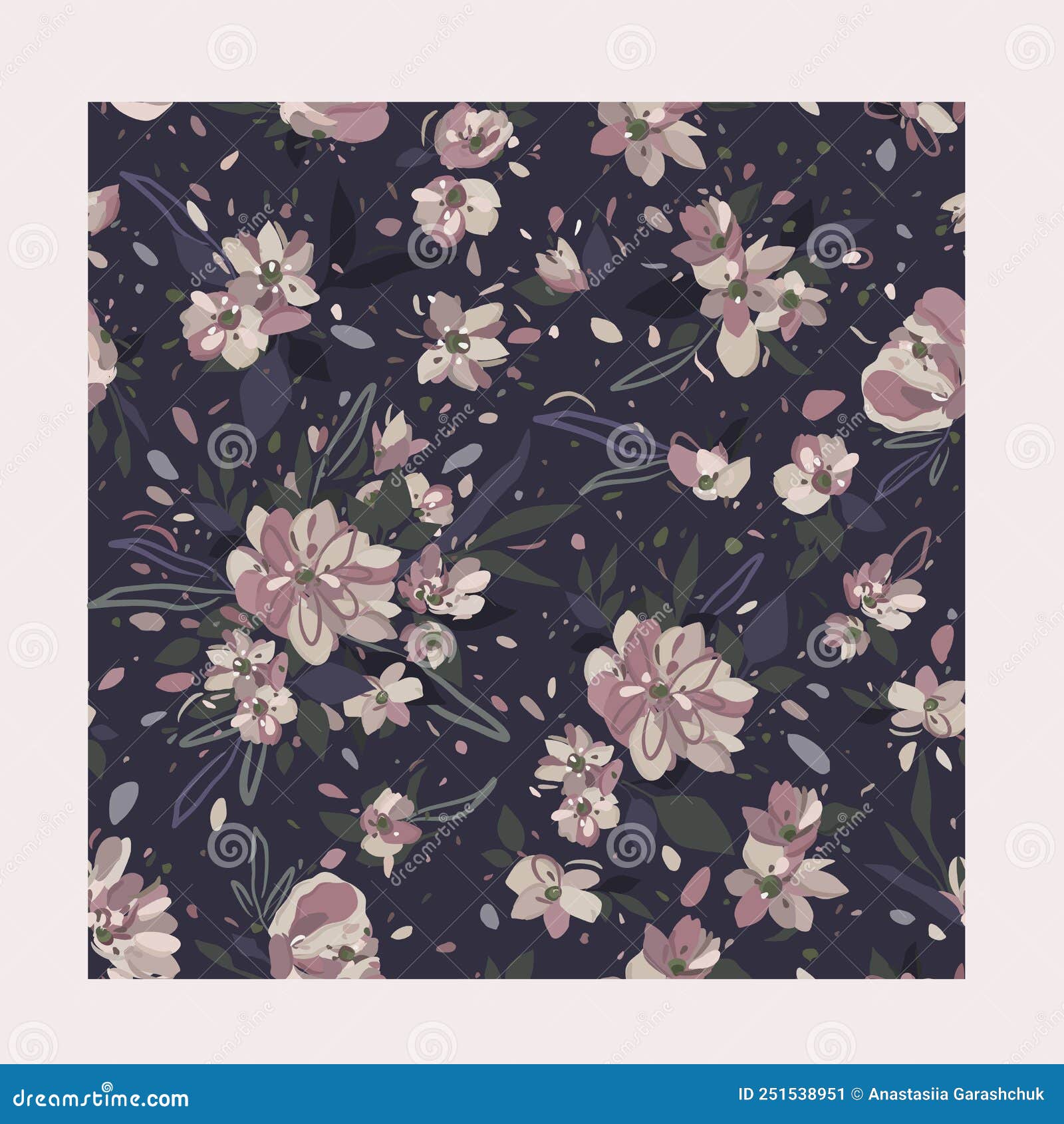 Vector Floral Seamless Pattern with Pink Flowers. on Light Pink ...