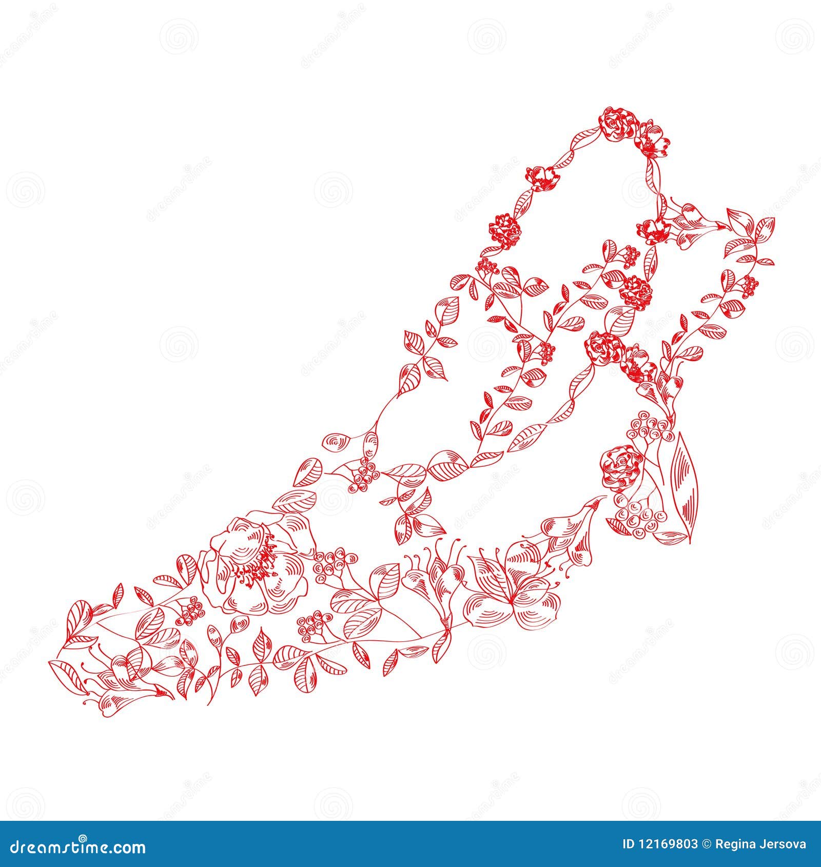 Vector Floral Stylized Shoe Stock Vector - Illustration of clothes ...