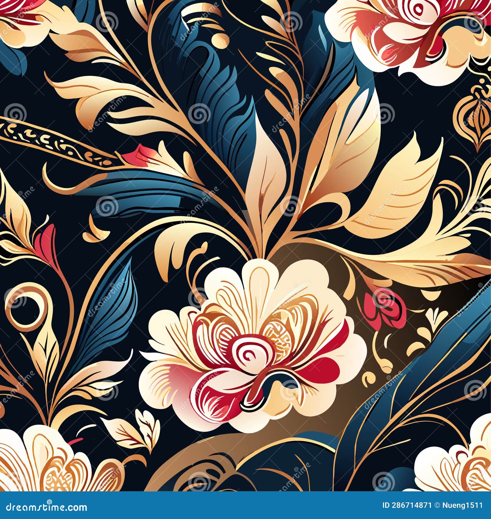 Floral Arts Pattern Design Seamless Illustion Background_037 Stock ...