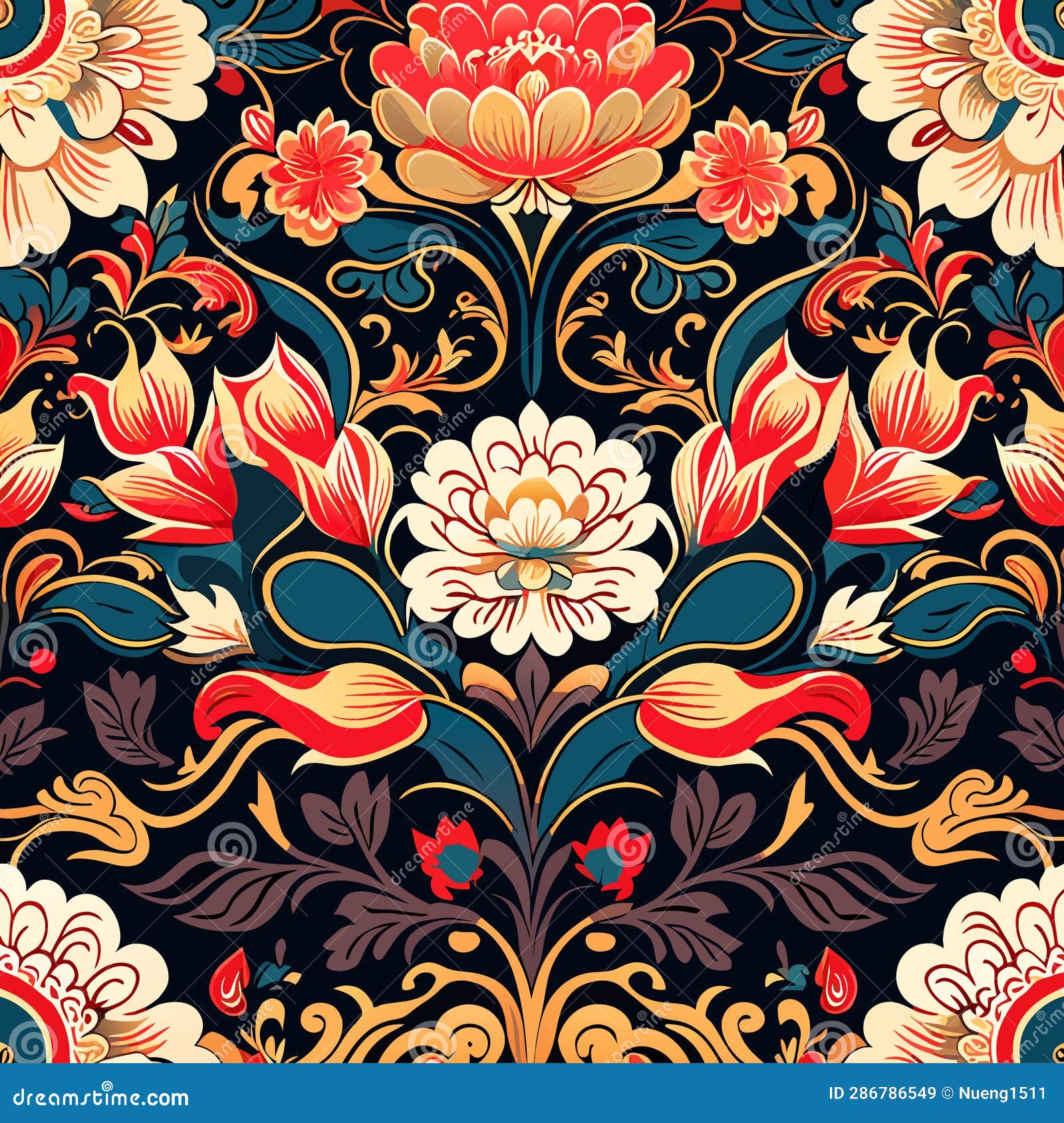 Floral Arts Pattern Design Seamless Illustion Background_0107 Stock ...