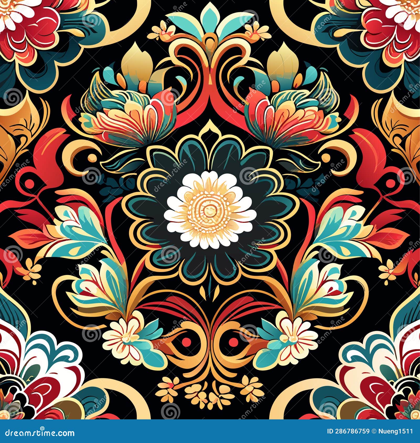 Floral Arts Pattern Design Seamless Illustion Background_0119 Stock ...