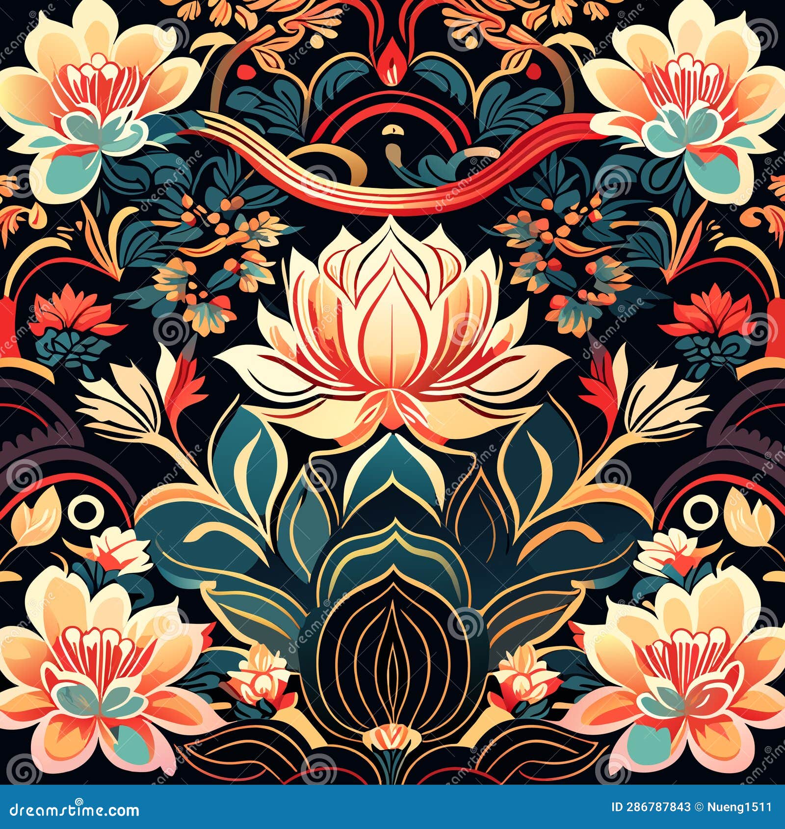 Floral Arts Pattern Design Seamless Illustion Background_0147 Stock ...