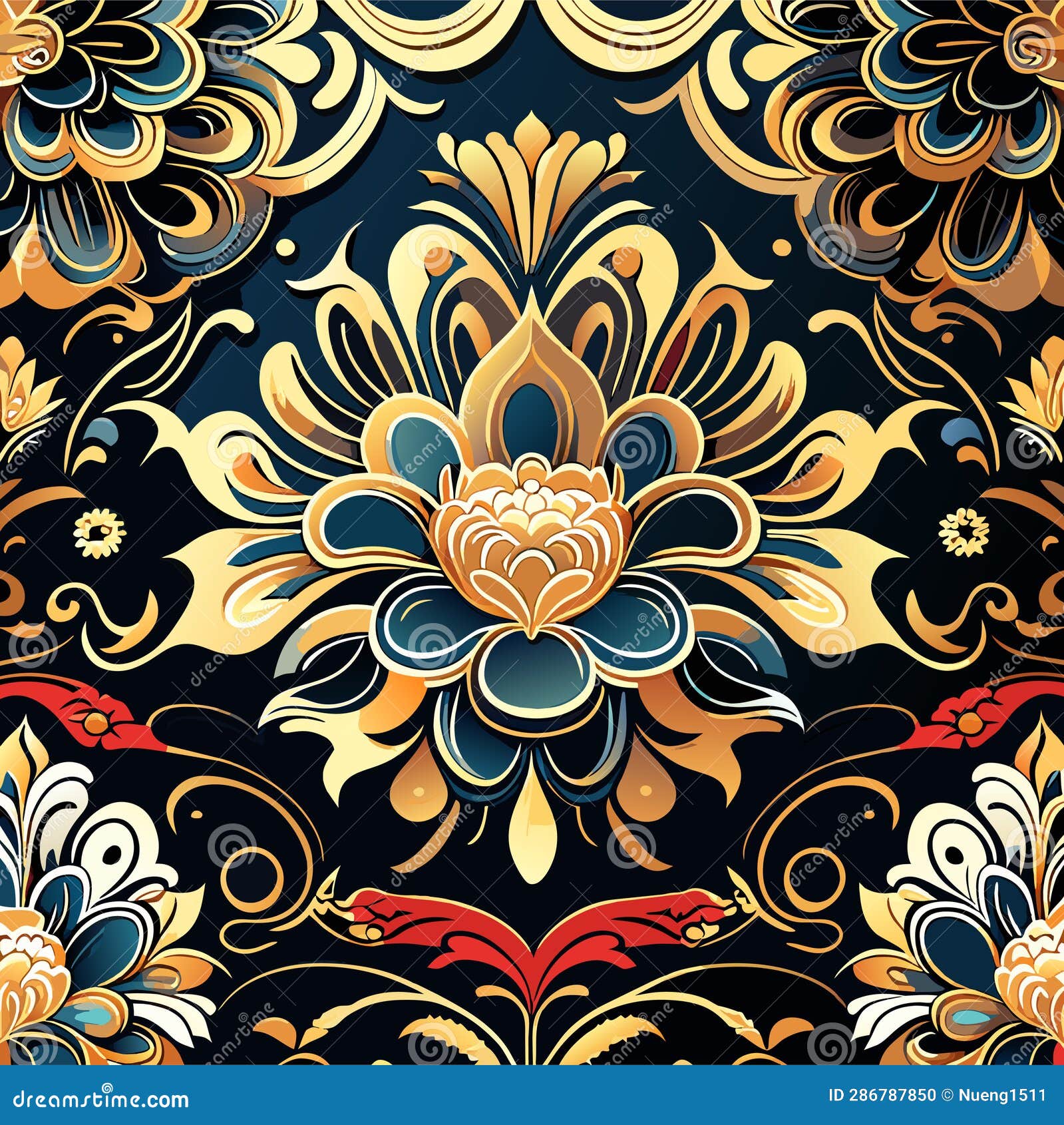 Floral Arts Pattern Design Seamless Illustion Background_0148 Stock ...