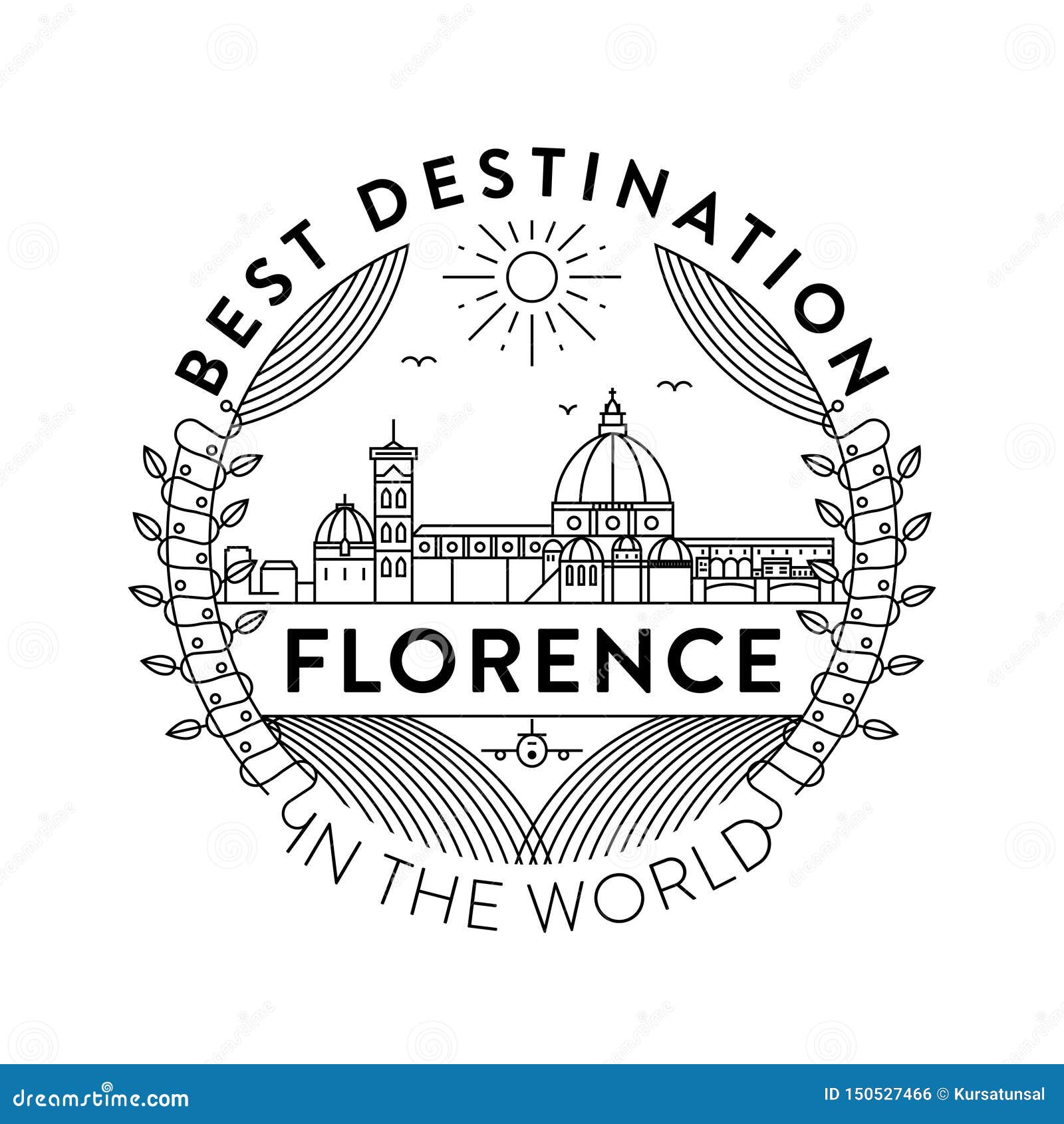Vector Florence City Badge, Linear Style Stock Illustration ...