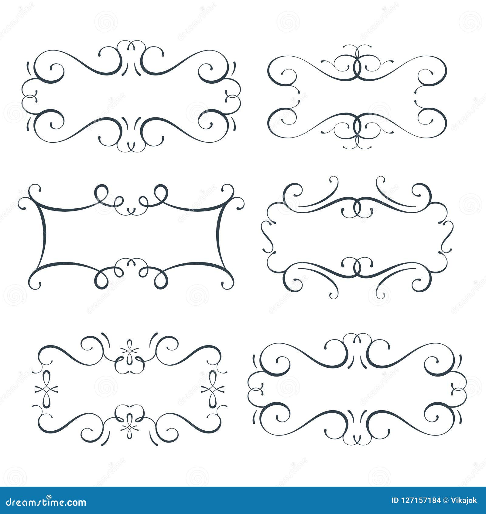 Vector Flourish Frames Set, Scroll Border Collection, Place for Text ...