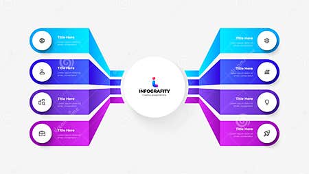 Vector Flowchart Infographic with Central Circle and 8 Options ...