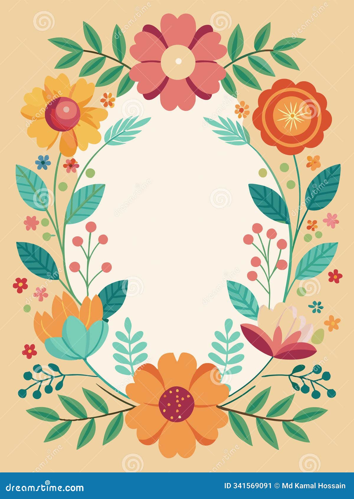 Vibrant Floral Borders for Invitations & Greetings, Vector Illustration ...
