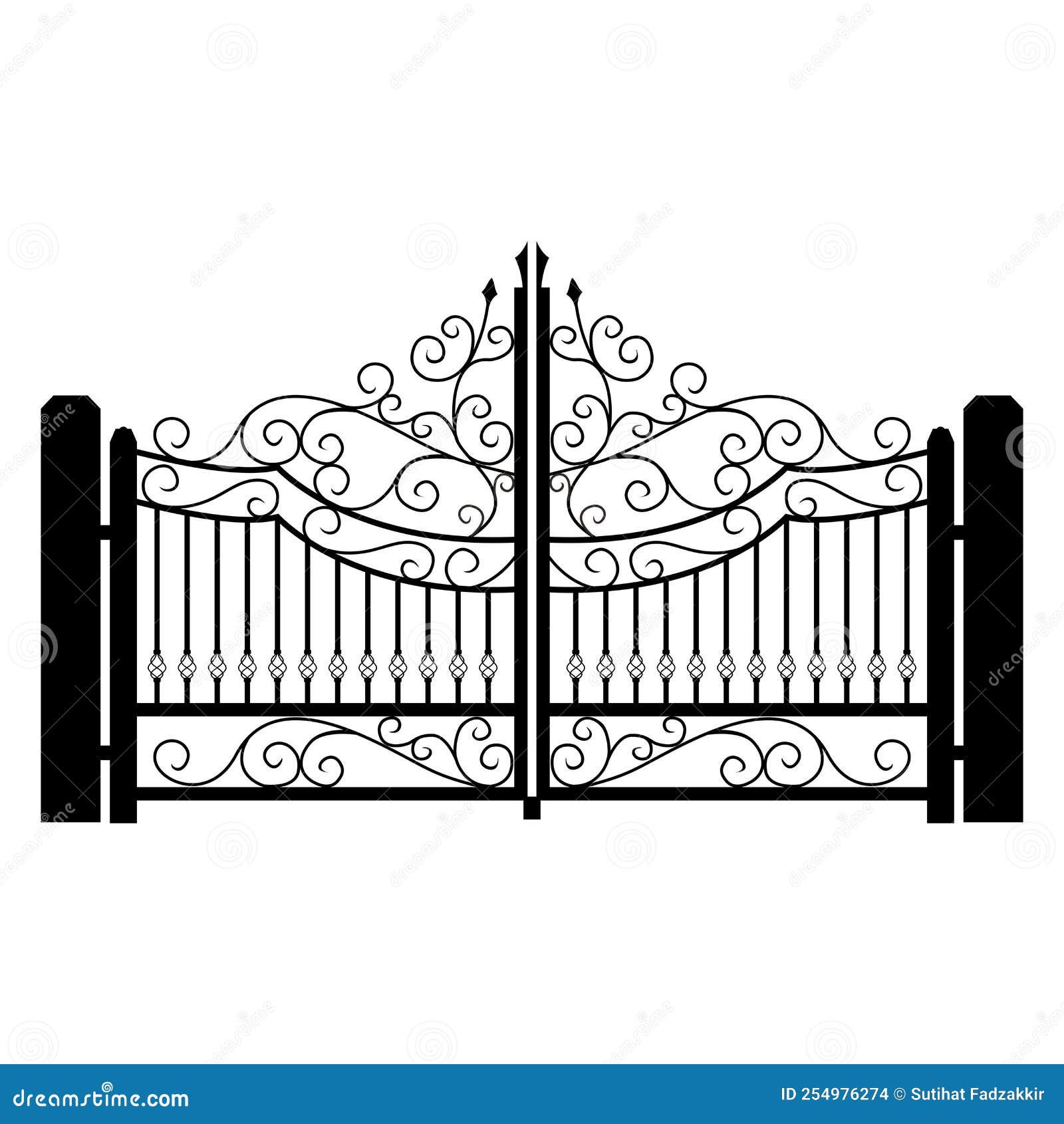 Vector Flower Fence, Iron Fence in Front of the House. Balcony Railing ...