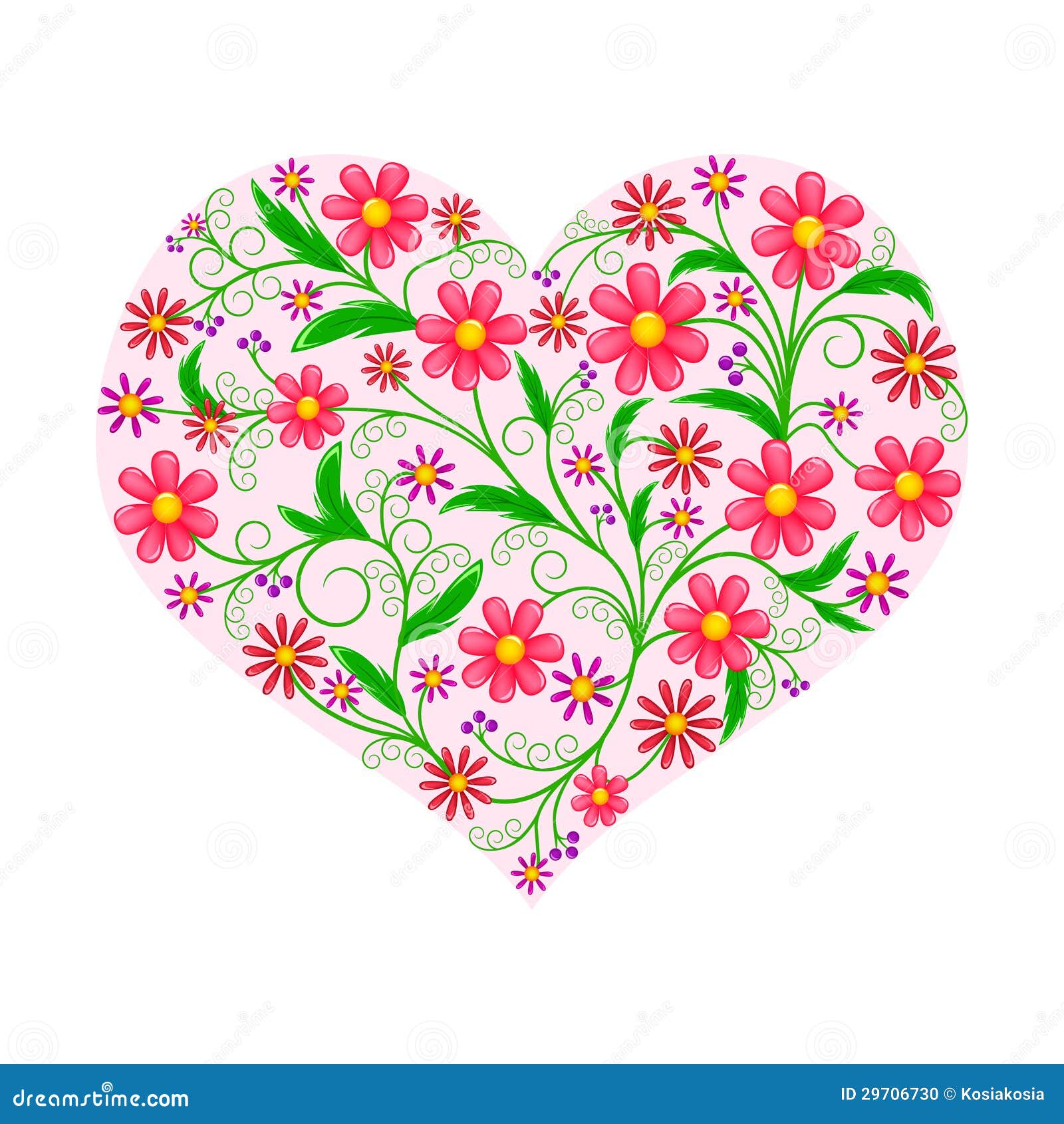 Flower heart stock vector. Illustration of pattern, blossoming - 29706730