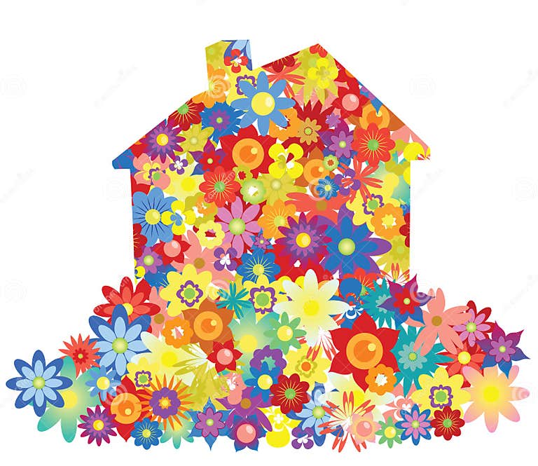 Vector flower house stock vector. Illustration of graphic - 9618830