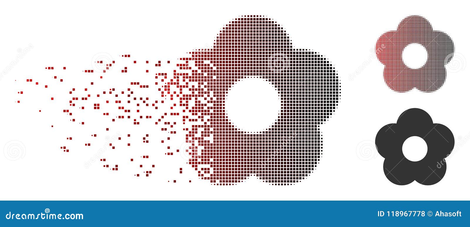 Fragmented Pixel Halftone Flower Icon Stock Vector - Illustration of ...
