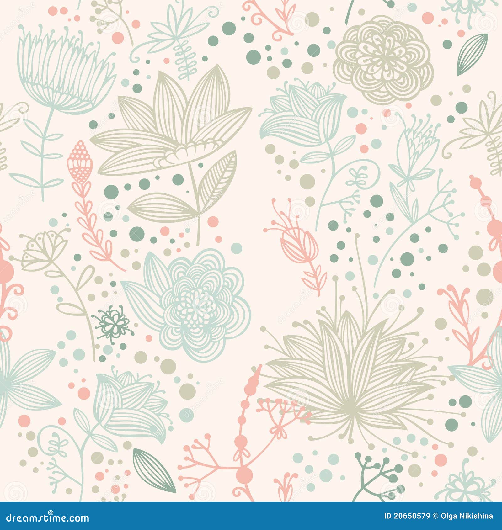 Vector Flower and Leaf Retro Pattern Stock Vector - Illustration of ...