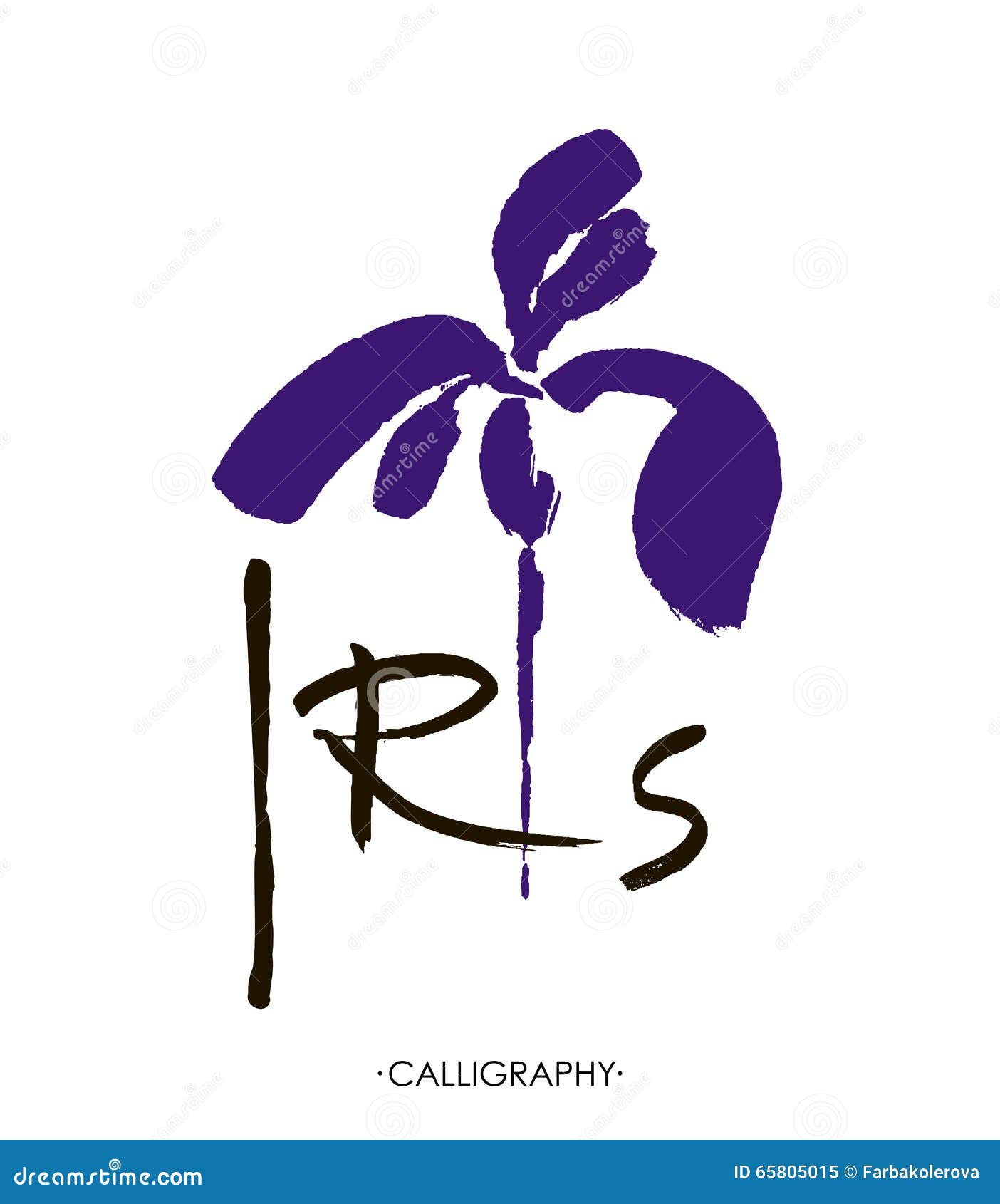 Vector Flower Logo. Floral Background. Stylized Calligraphic Ink Iris ...