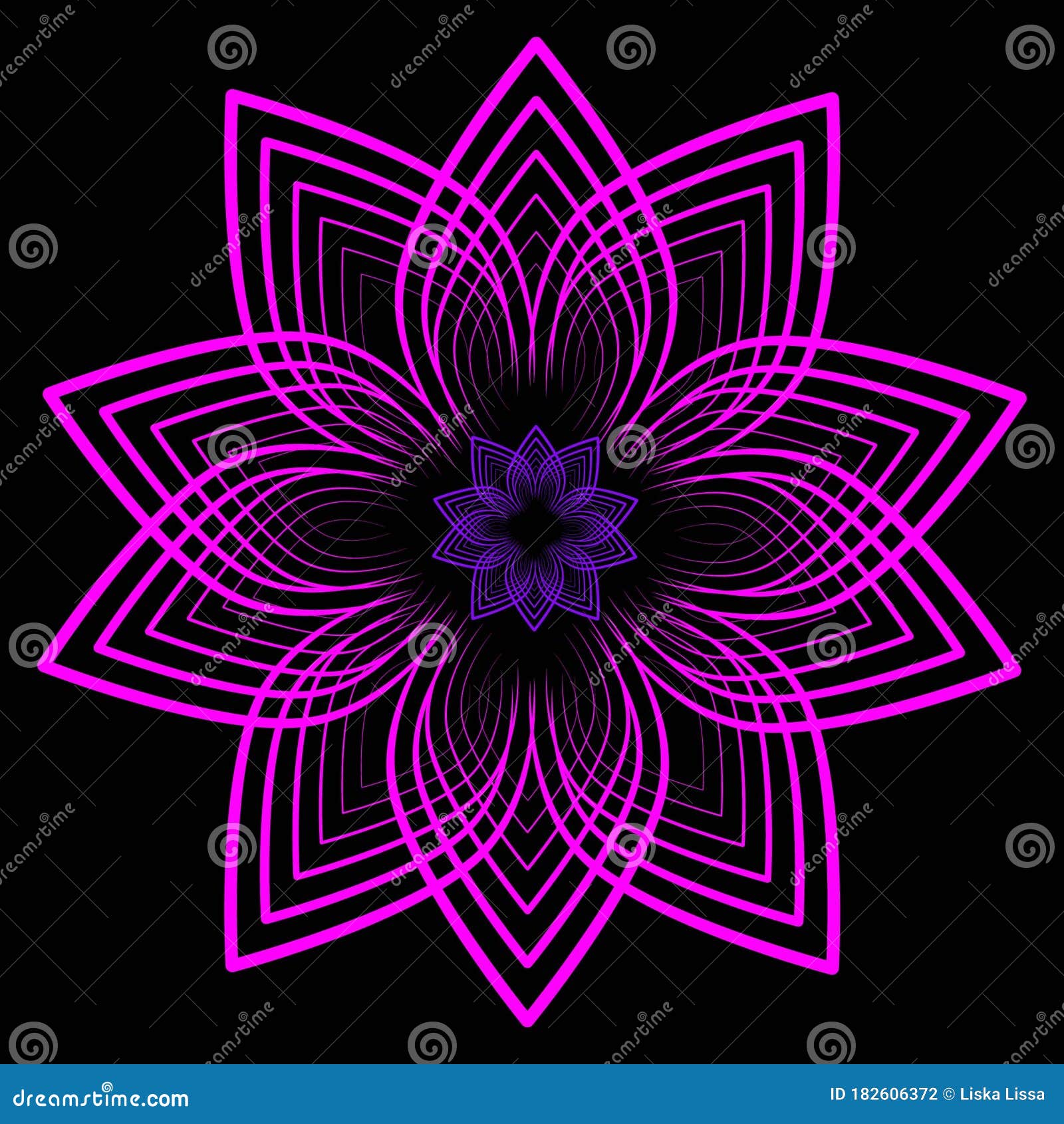 Pink neon stock vector. Illustration of flower, contour - 182606372