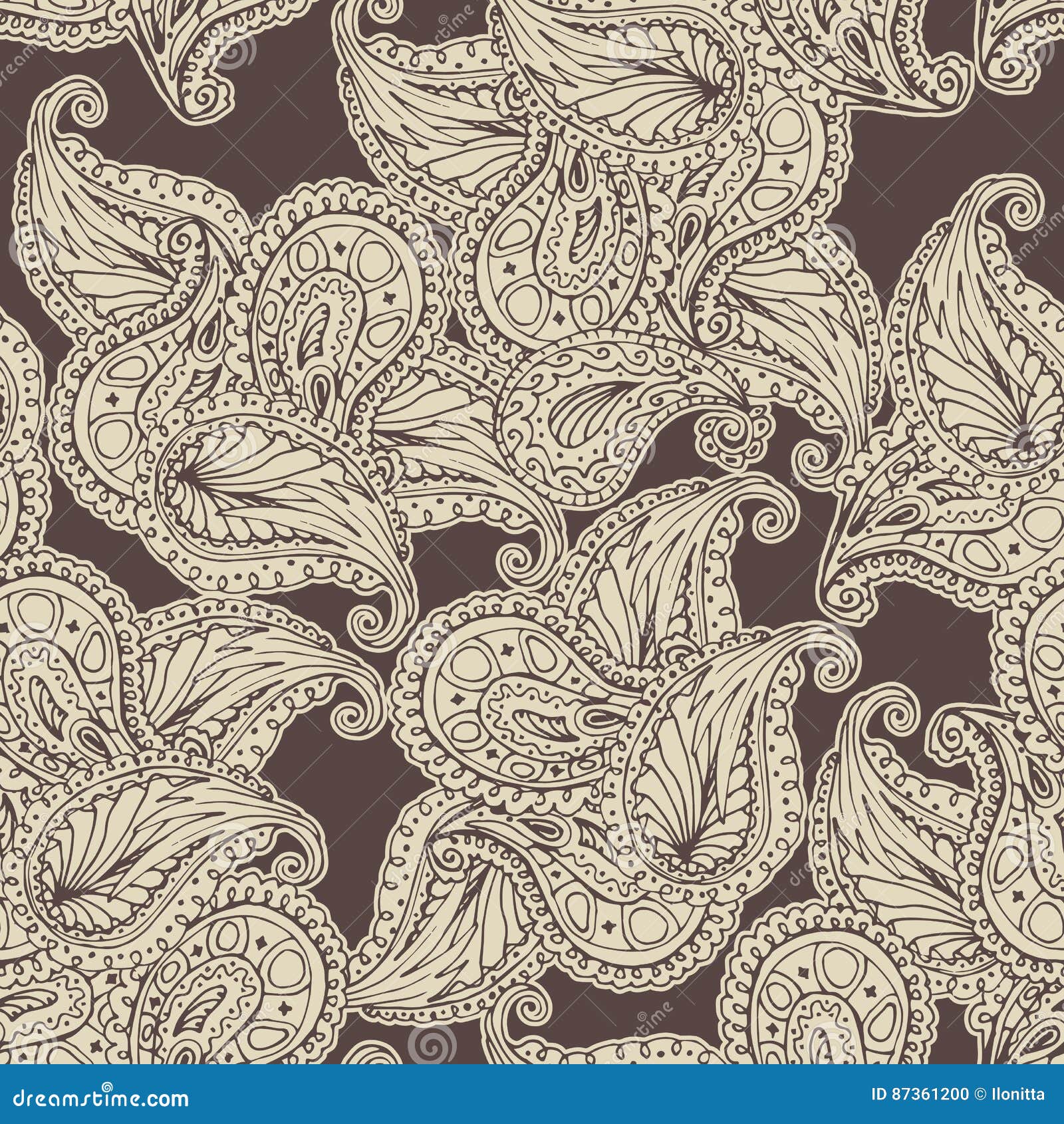 Vector Flower Paisley Seamless Pattern. Stock Vector - Illustration of ...