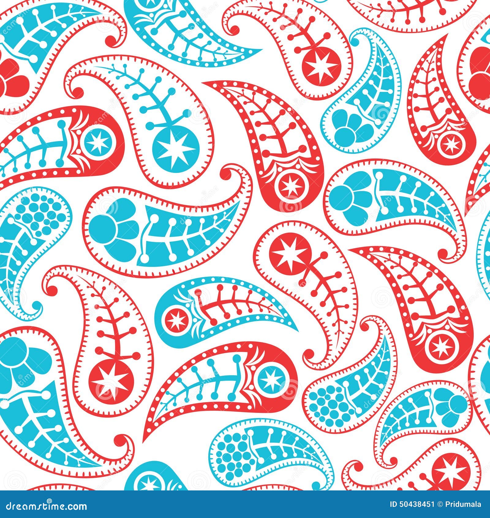 Vector Flower Paisley Seamless Pattern Element Stock Vector ...