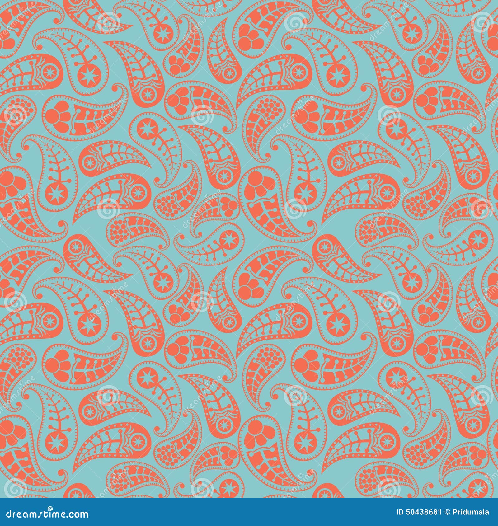 Vector Flower Paisley Seamless Pattern Element Stock Vector ...