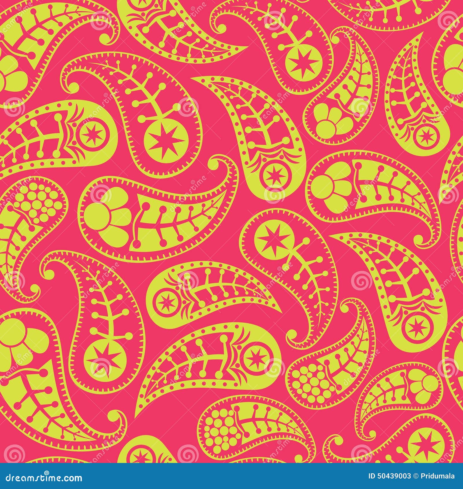 Vector Flower Paisley Seamless Pattern Element Stock Illustration ...