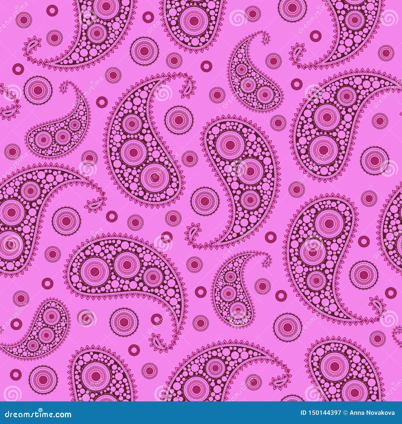 Vector Flower Paisley Seamless Pattern Element. Stock Vector ...