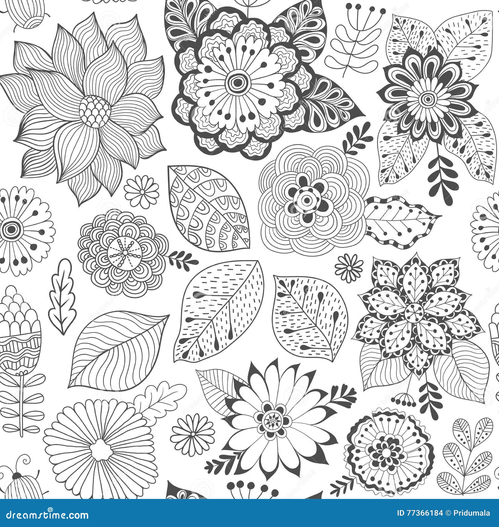 Vector Flower Pattern. Colorful Seamless Botanic Texture, Detailed ...
