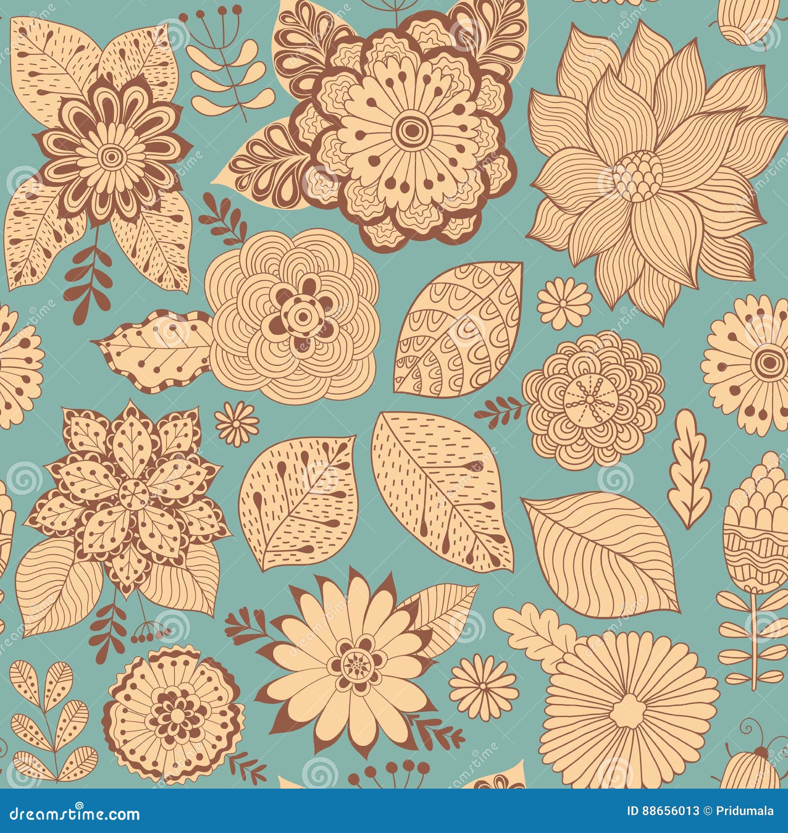 Vector Flower Pattern. Colorful Seamless Botanic Texture, Detailed ...