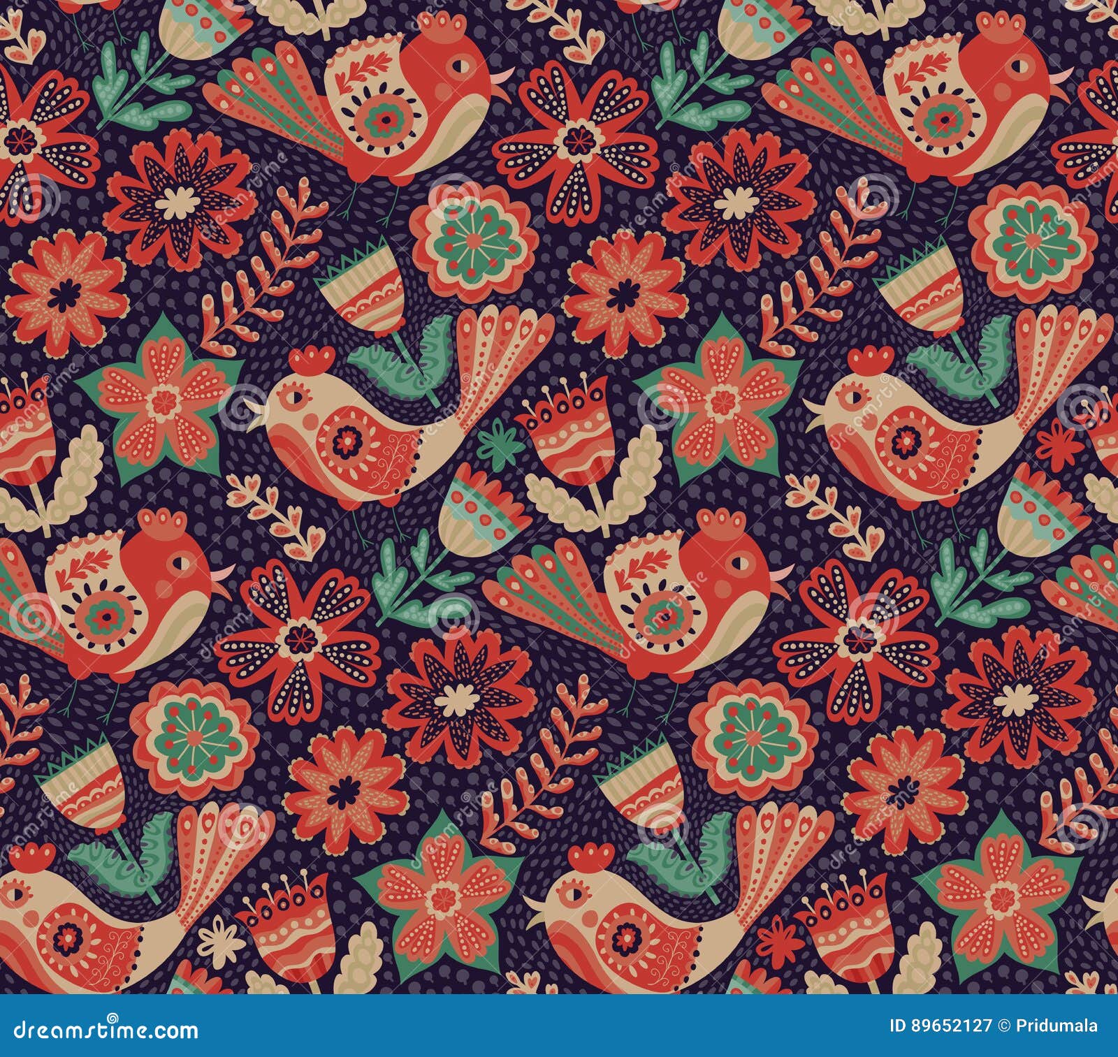 Vector Flower Pattern, Seamless Botanic Texture Stock Vector ...