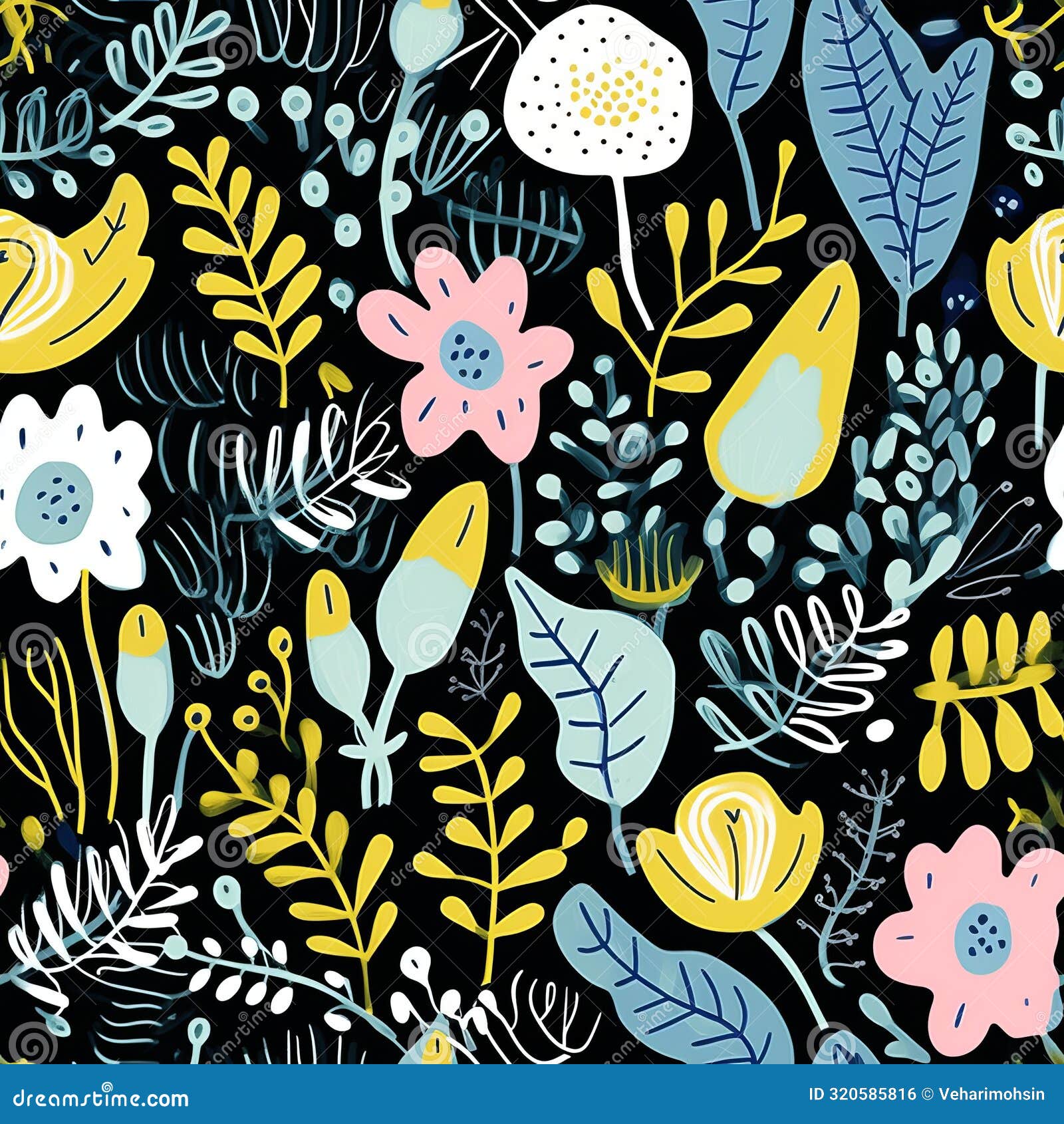 Vector Flower Pattern. Seamless Botanic Texture, Detailed Flower ...