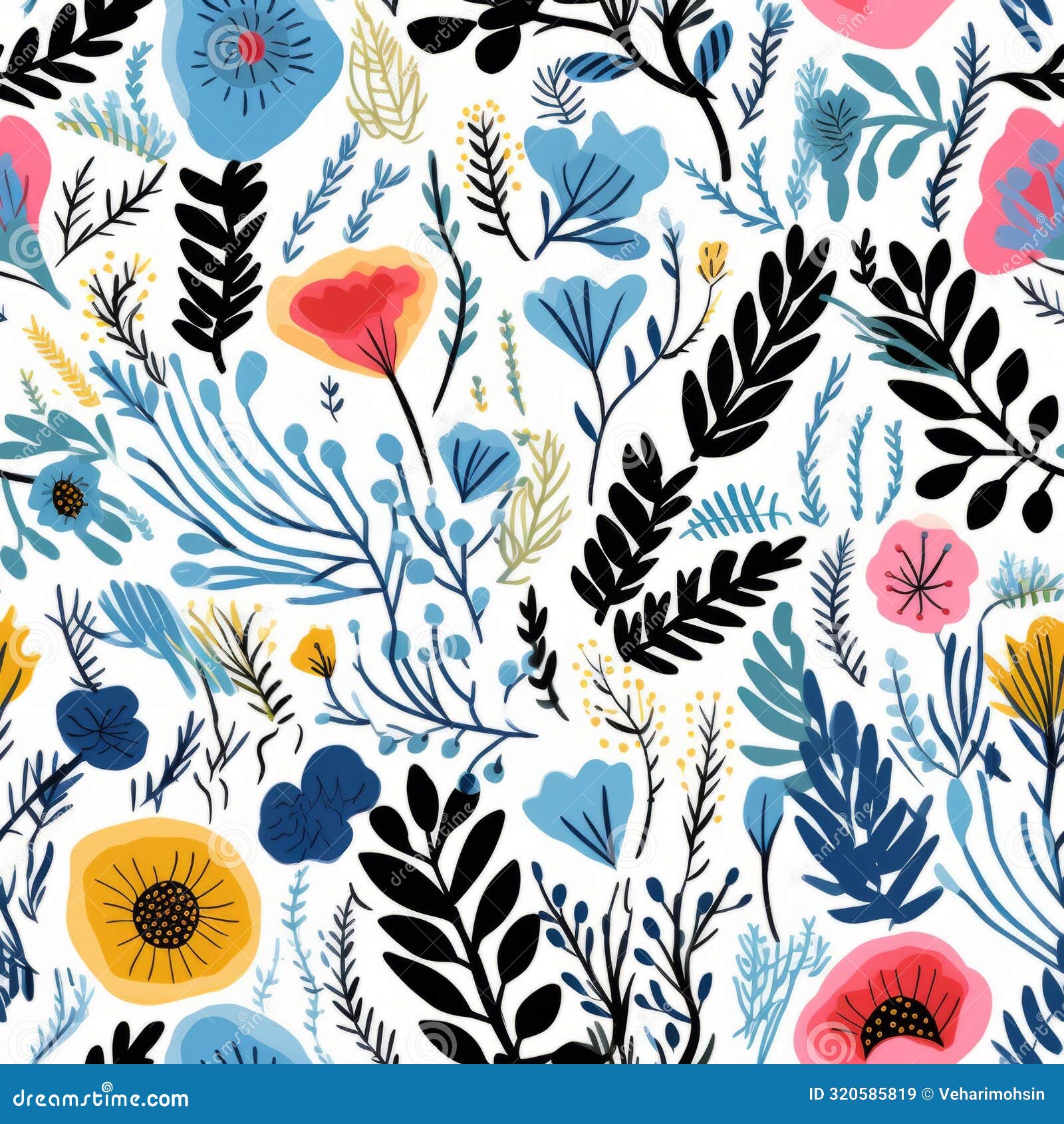 Vector Flower Pattern. Seamless Botanic Texture, Detailed Flower ...