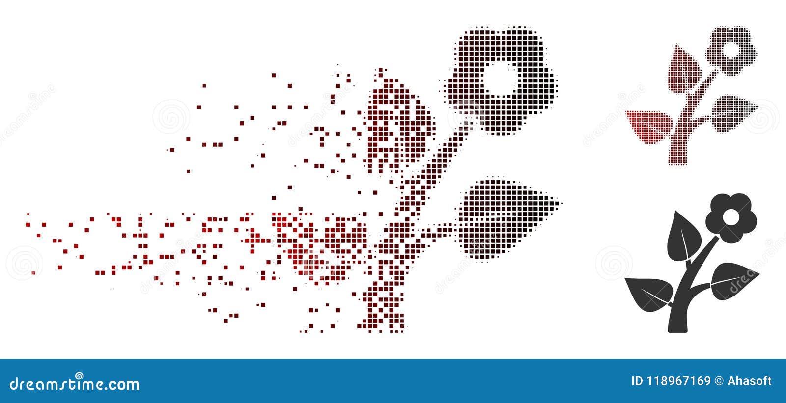 Fragmented Pixel Halftone Flower Plant Icon Stock Vector - Illustration ...