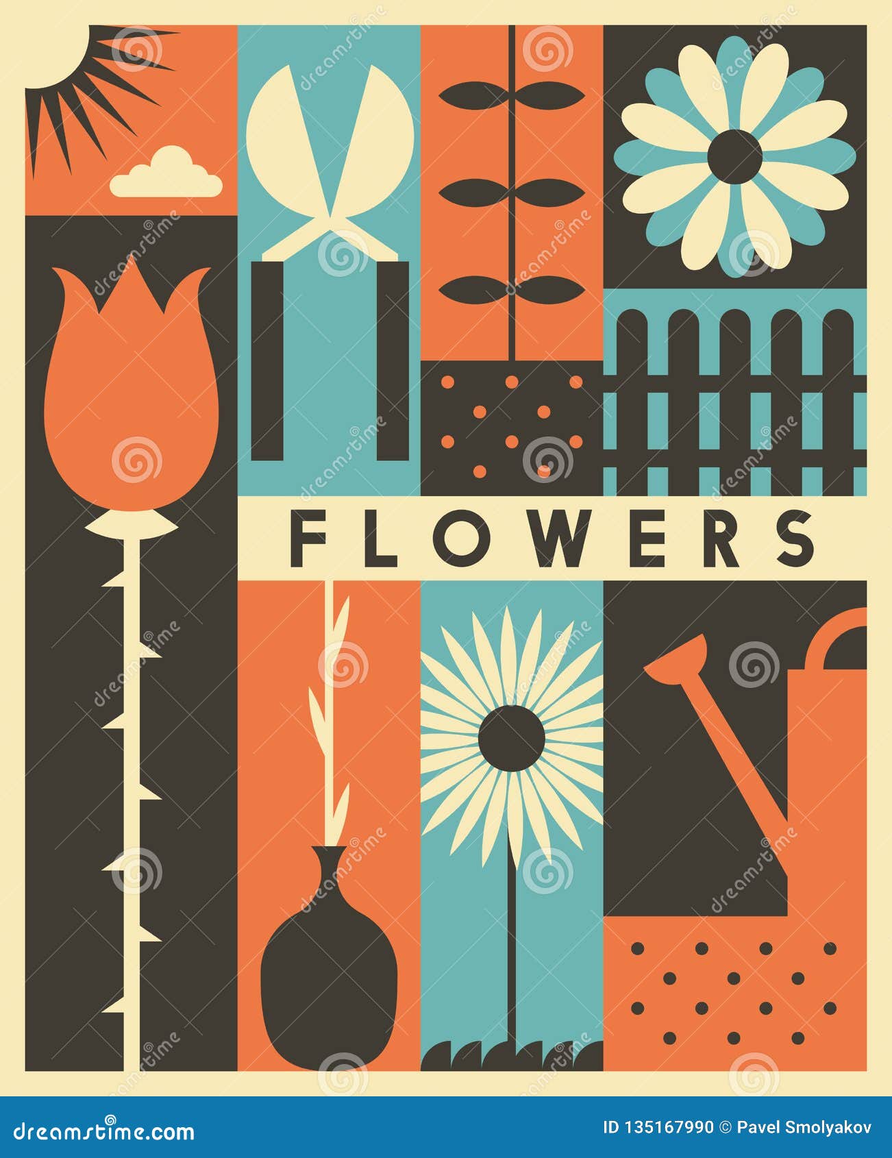 Vector flower poster stock vector. Illustration of garden - 135167990