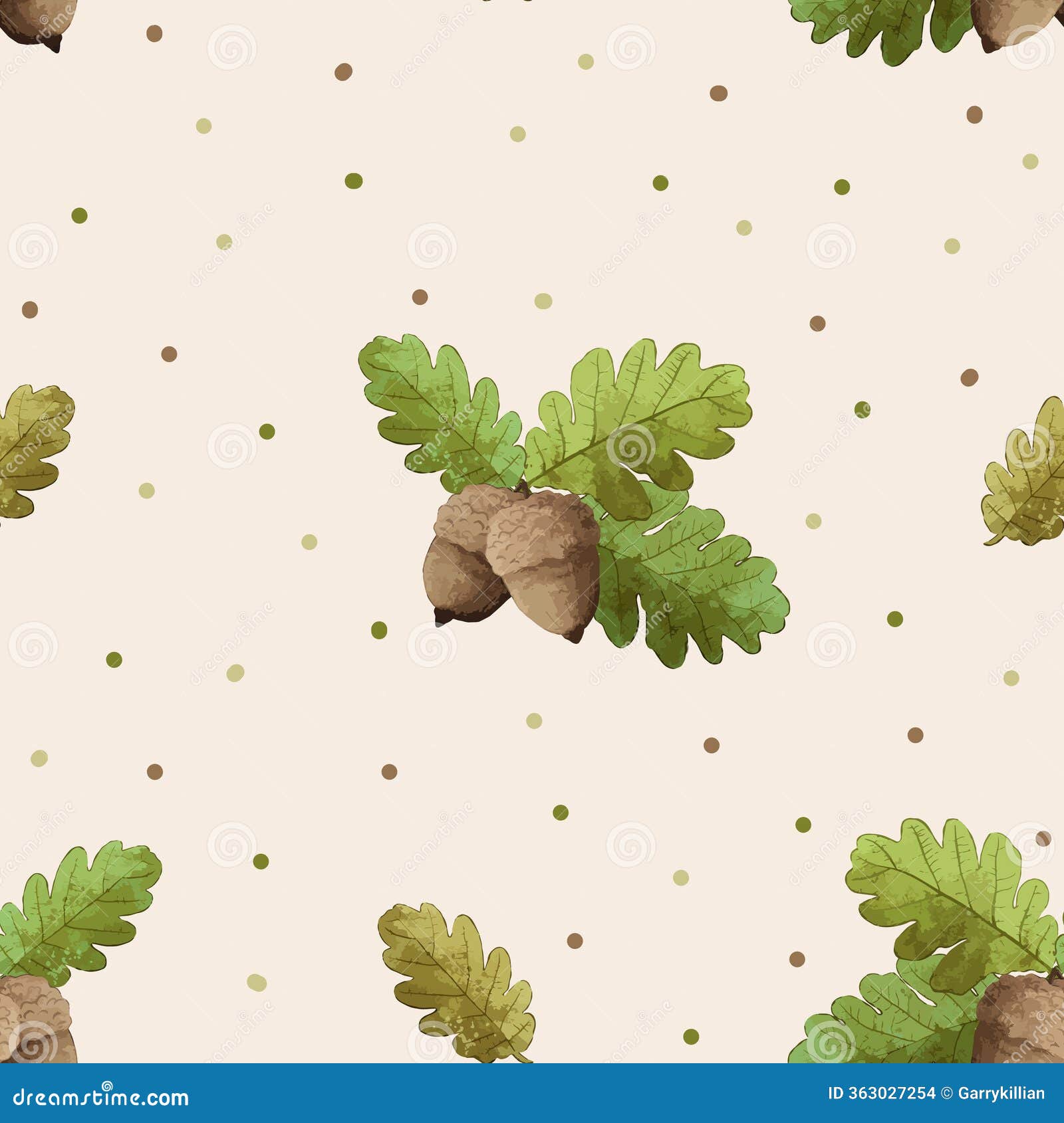 Vector Flower Seamless Acorn Watercolor Pattern Element. Elegant ...