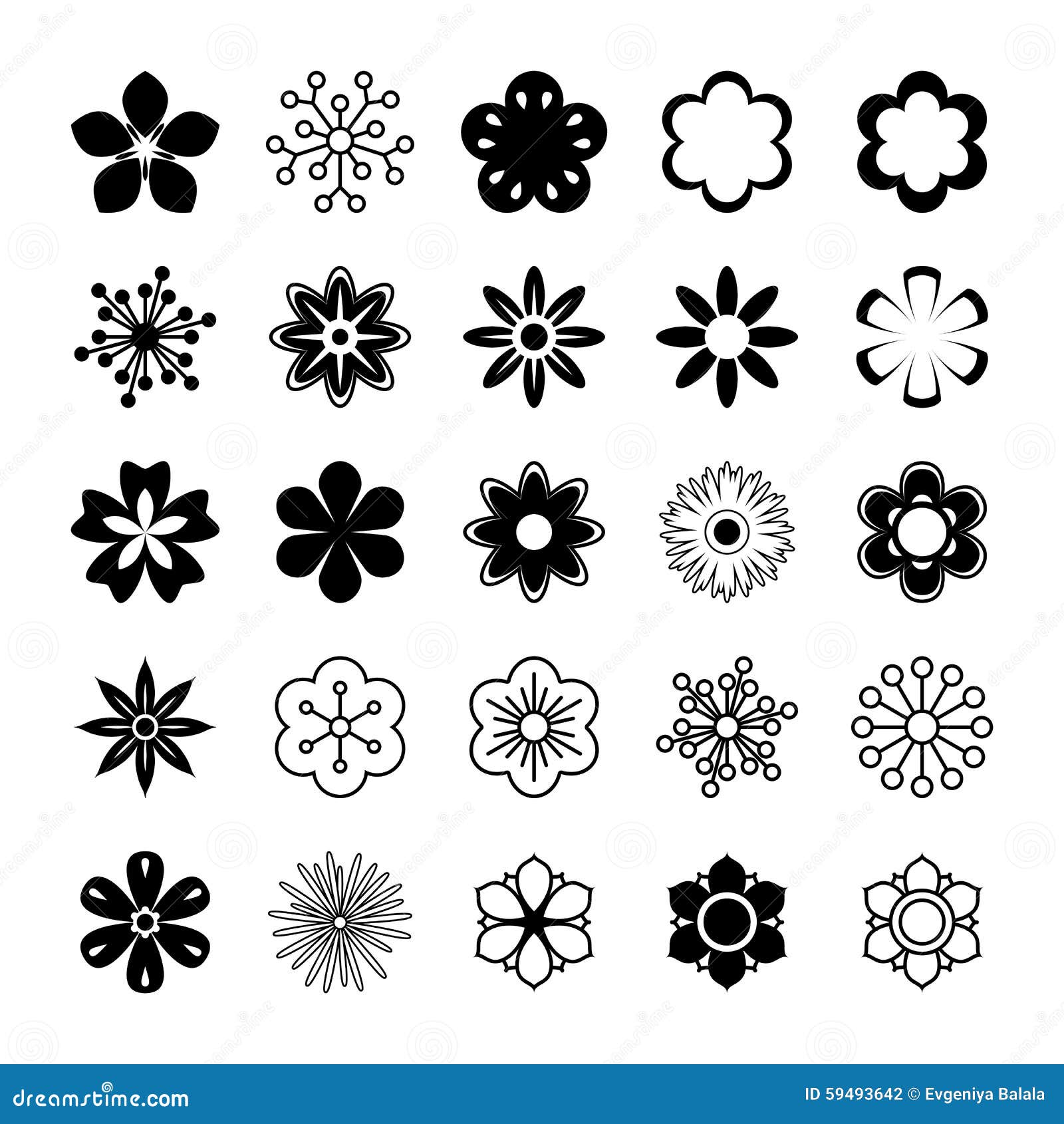 Vector Flower Set stock vector. Illustration of decorative - 59493642