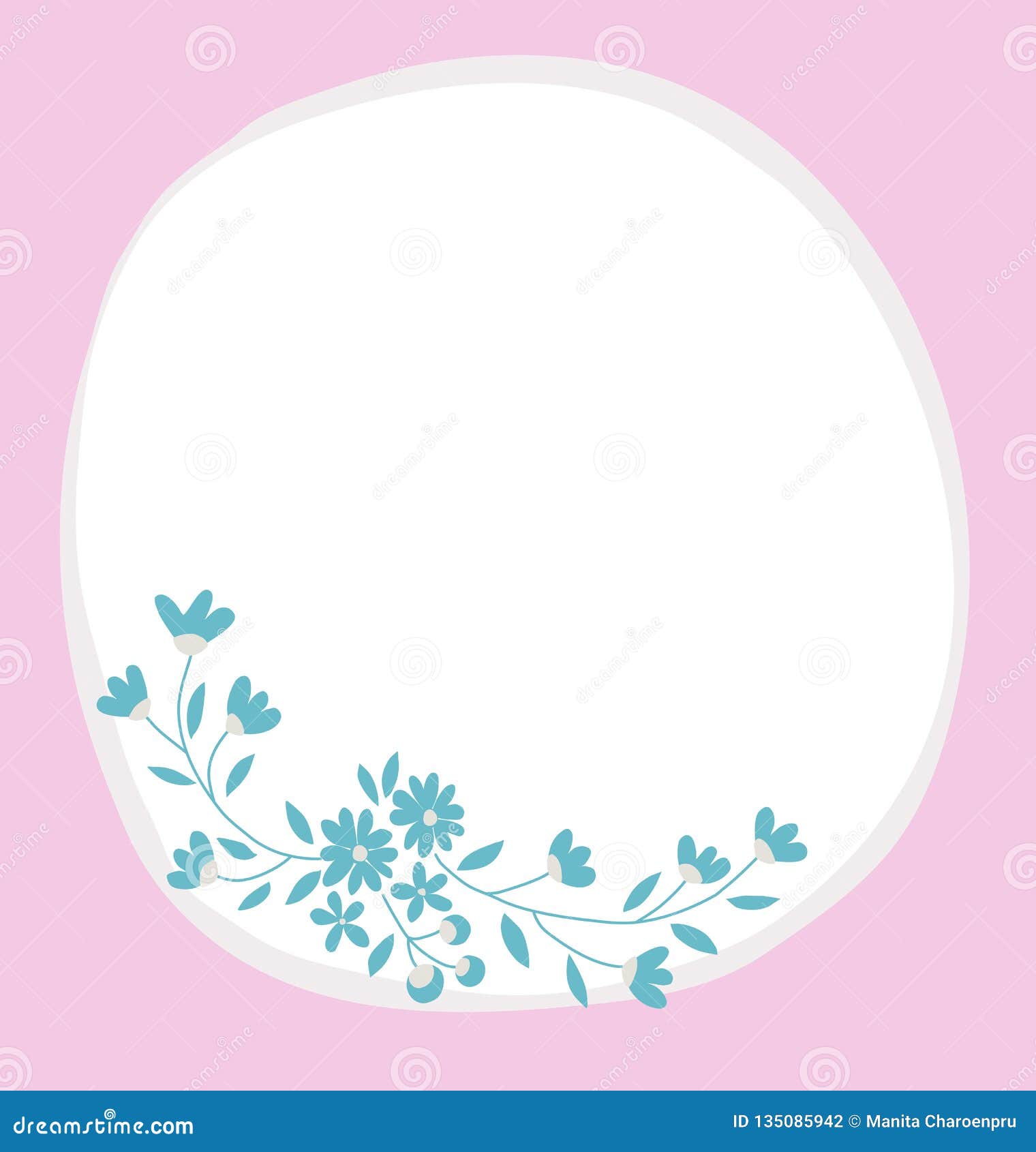 Vector of Flowers Decorated White Circular Frame Stock Vector ...