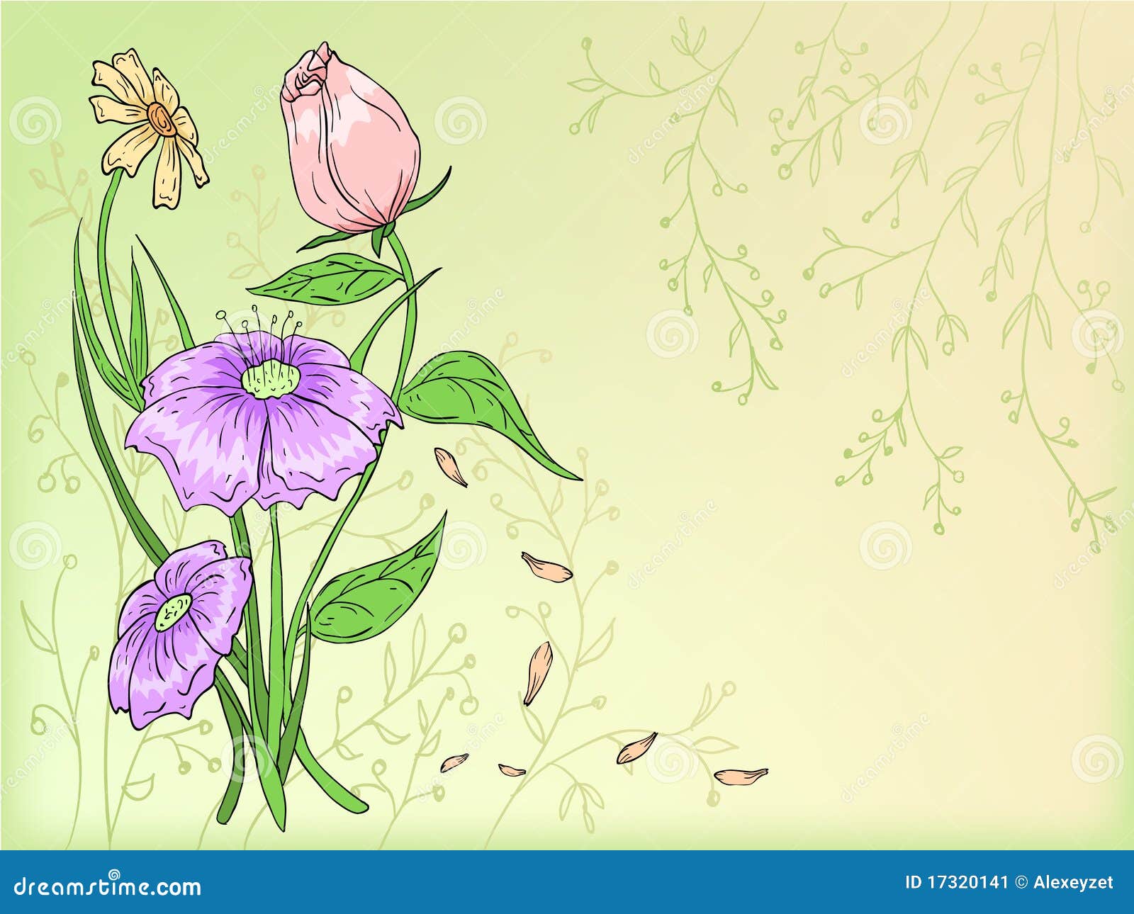 Vector Flowers Hand Draw with Background Stock Vector - Illustration of ...