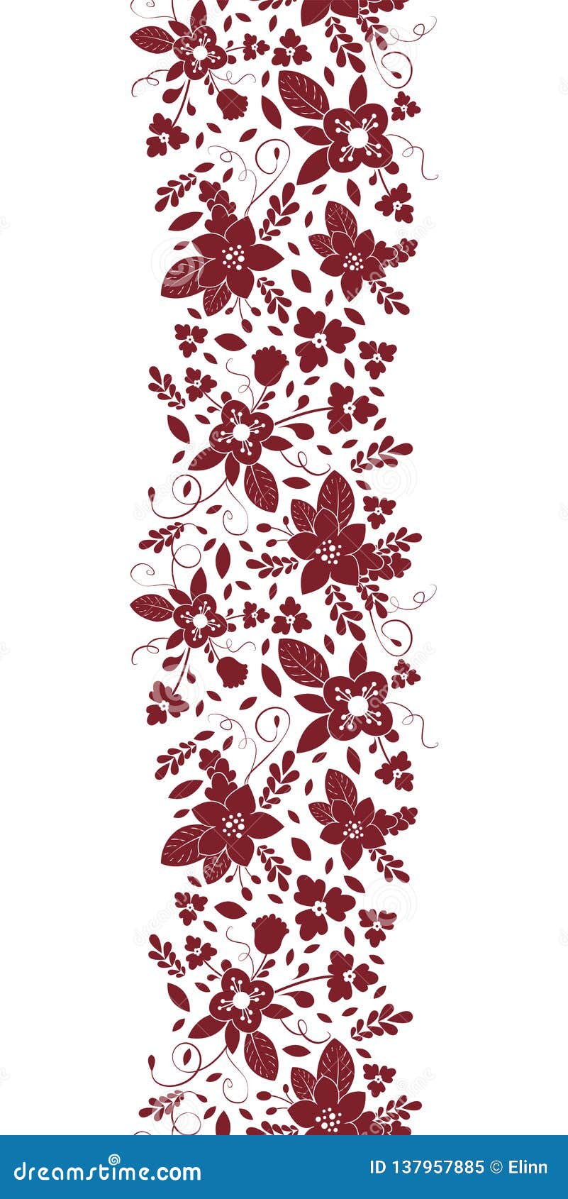 Vector Flowers and Leaves Vertical Seamless Pattern Stock Vector ...