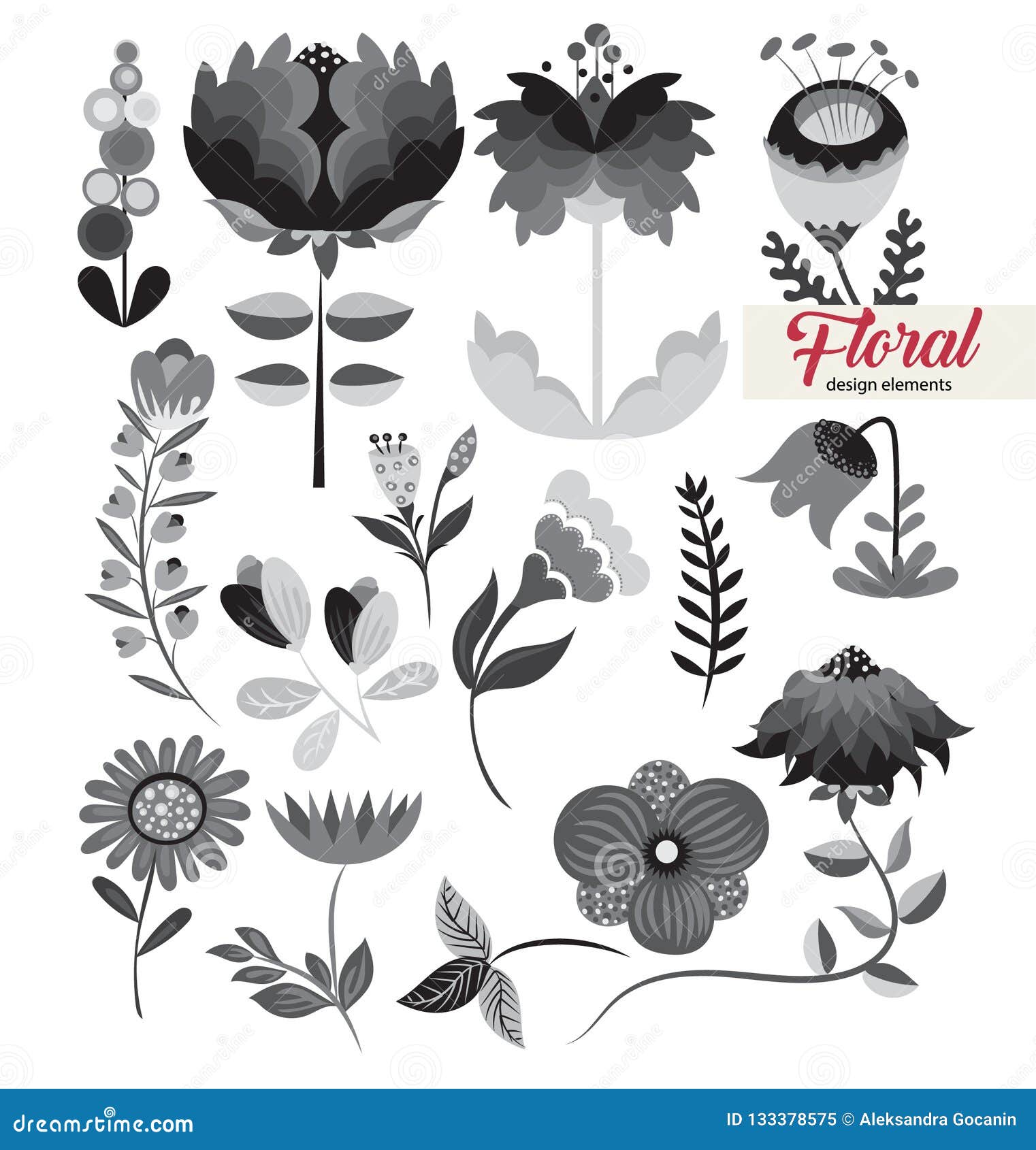 Vector flowers set stock illustration. Illustration of floral - 133378575