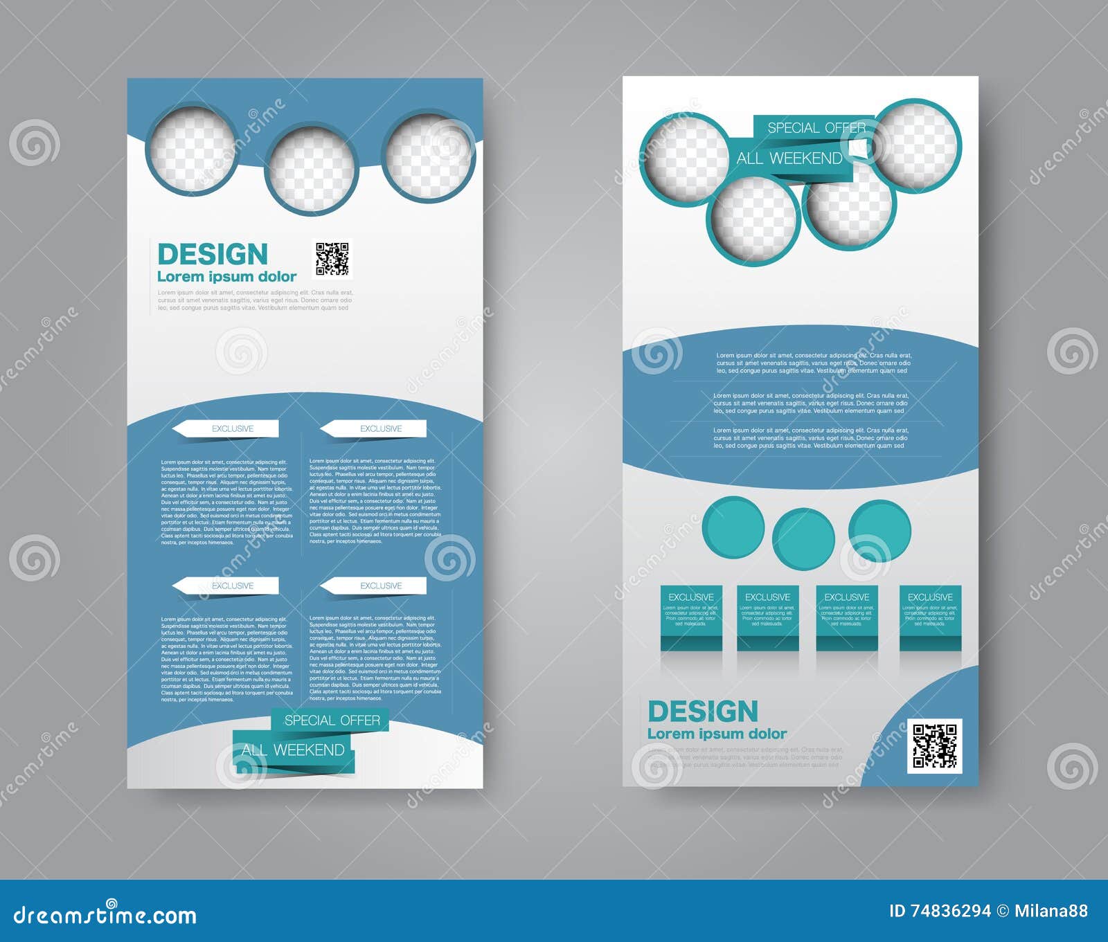 Vector Flyer and Leaflet Design. Set of Two Side Brochure Templates ...